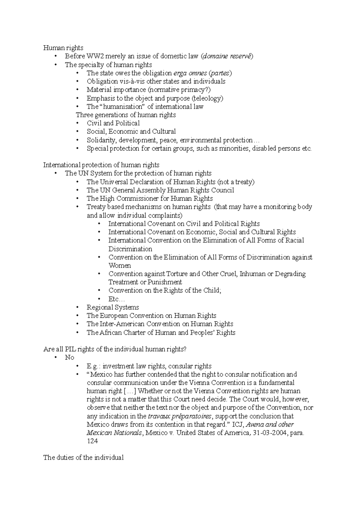Human rights - Lecture notes 8 - Human rights - Before WW2 merely an ...