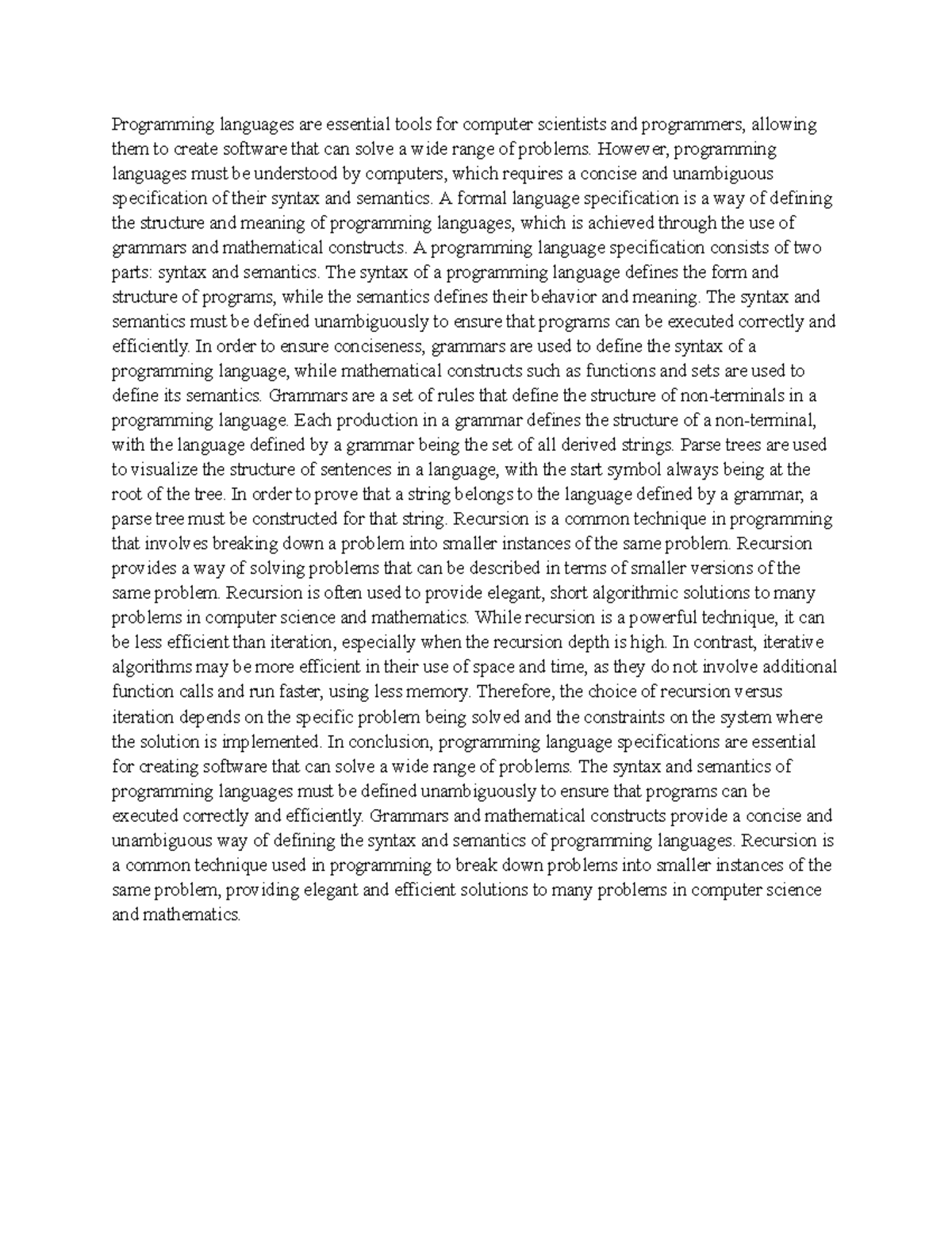 Lecture Notes 3 Grammar Programming Languages Are Essential Tools For Computer Scientists And