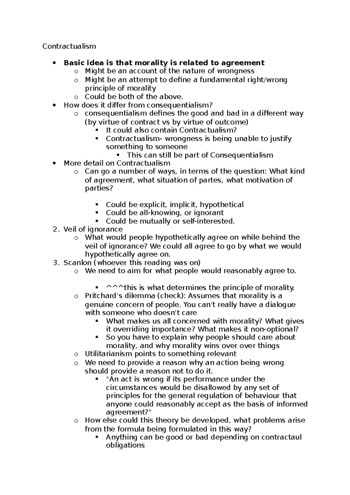 Contractualism - Contractualism Basic idea is that morality is related ...