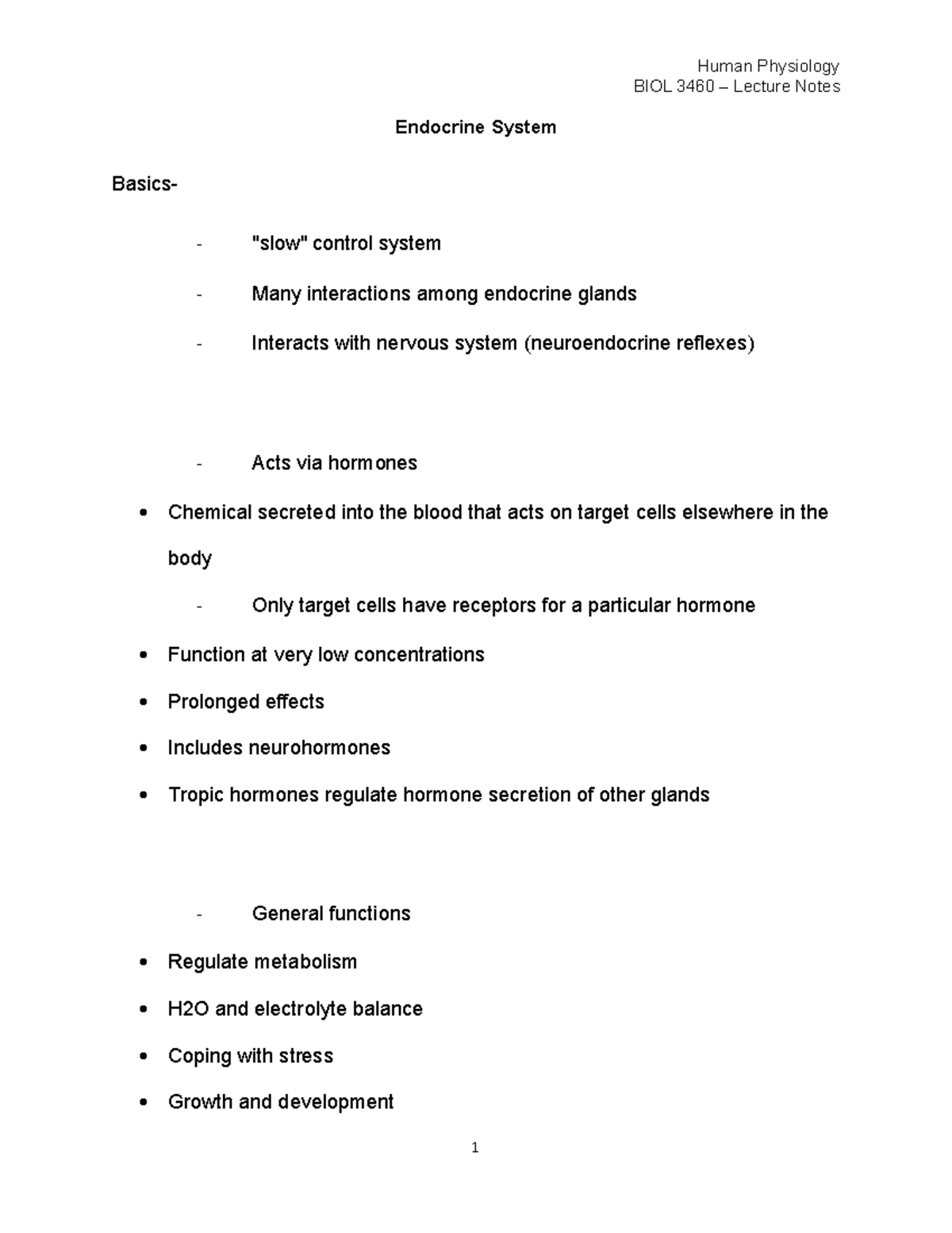 2021-BIOL- 3460- Human Physiology - Lecture-Notes- Endocrine System-18A ...