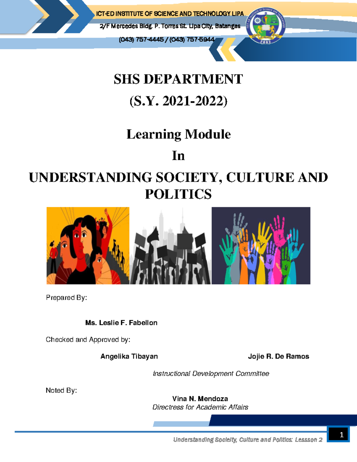 Learning Module 2(UCSP) - 2/F Mercedes Bldg. P. Torres St. Lipa City ...