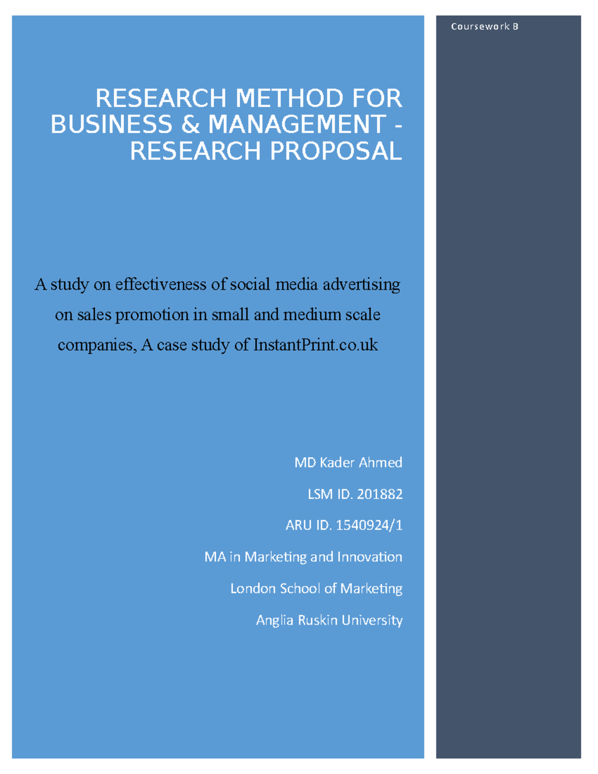 Research-Proposal Coursework-B-Resubmit - Research Proposal tu RESEARCH ...