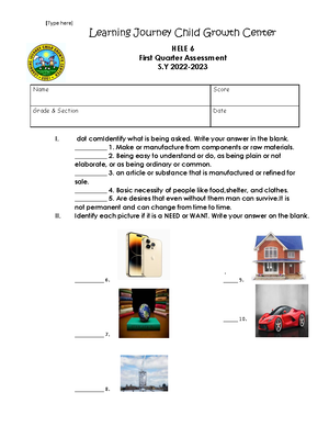 HELE 4 1ST Quarter Assessment - Learning Journey Child Growth Center ...