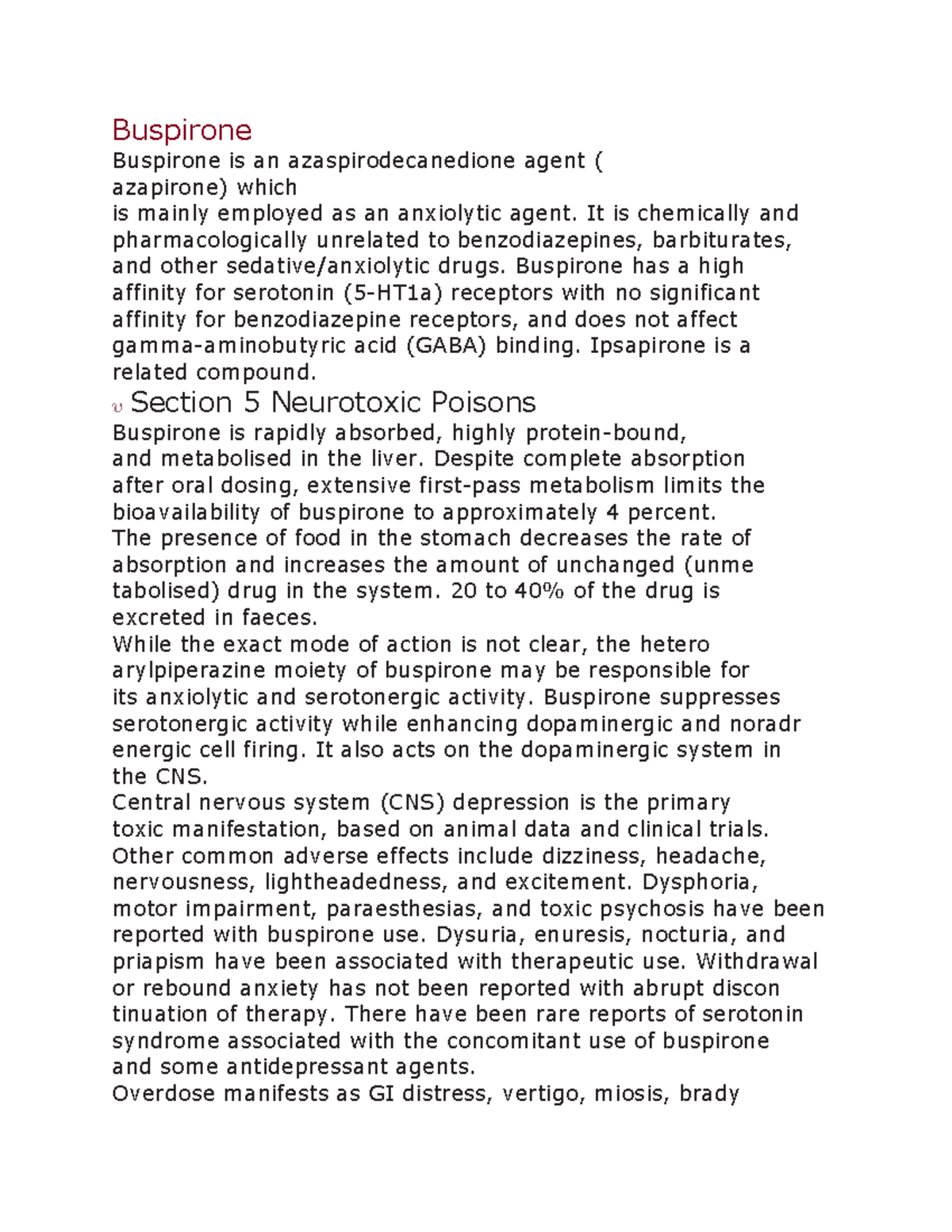 Buspirone - Buspirone Buspirone is an azaspirodecanedione agent ...