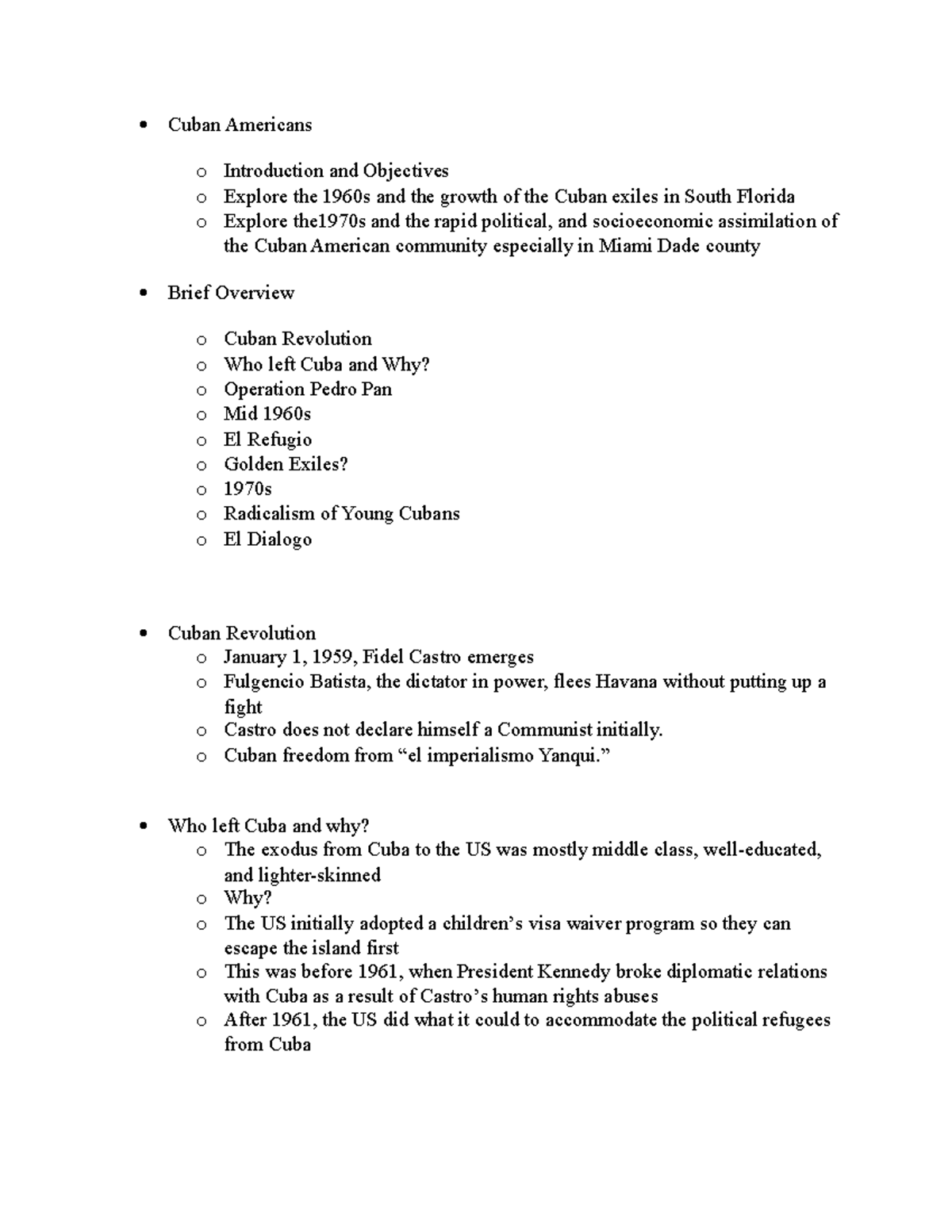 Cuba Information Outline - Cuban Americans o Introduction and ...