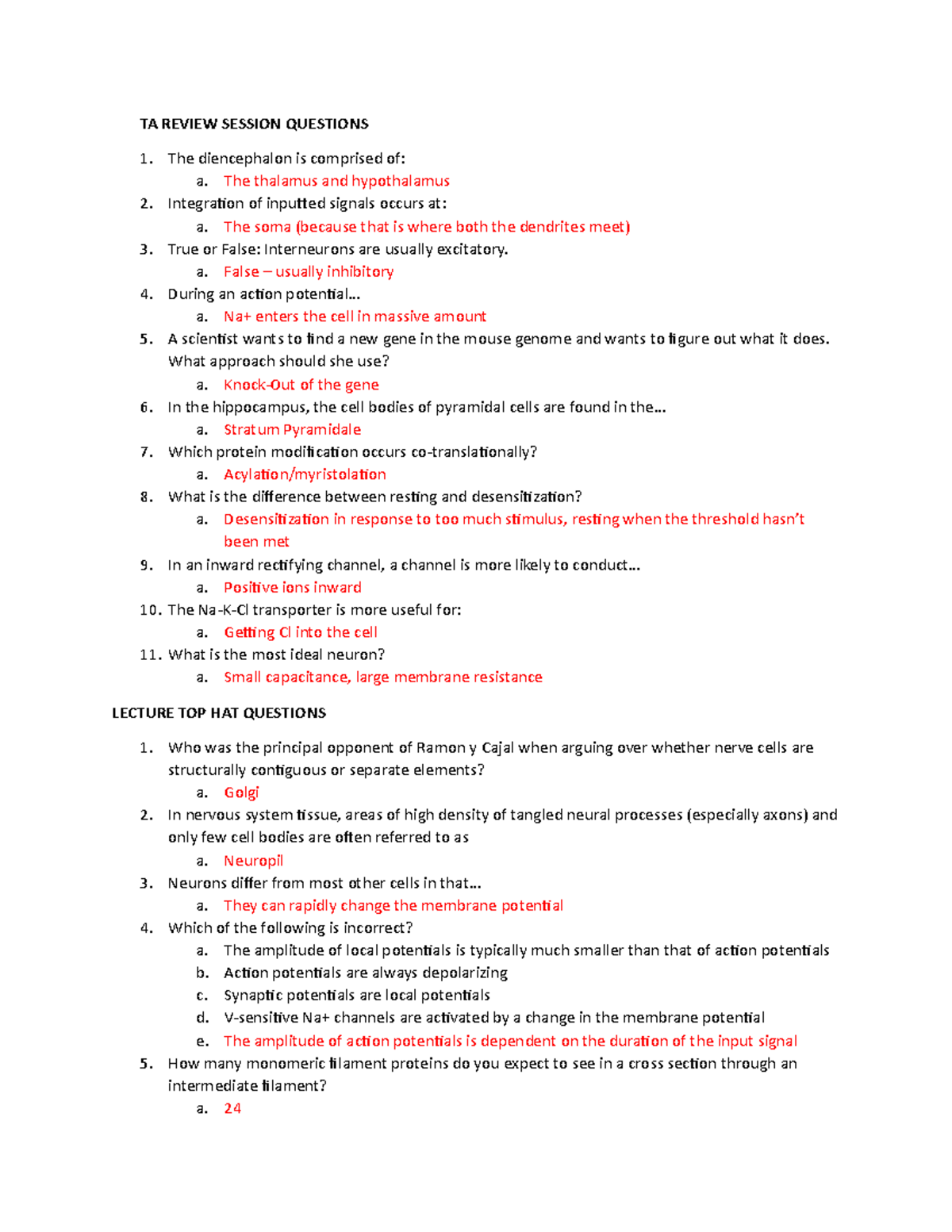 BBH 469 Exam #1 Review Questions - TA REVIEW SESSION QUESTIONS The ...