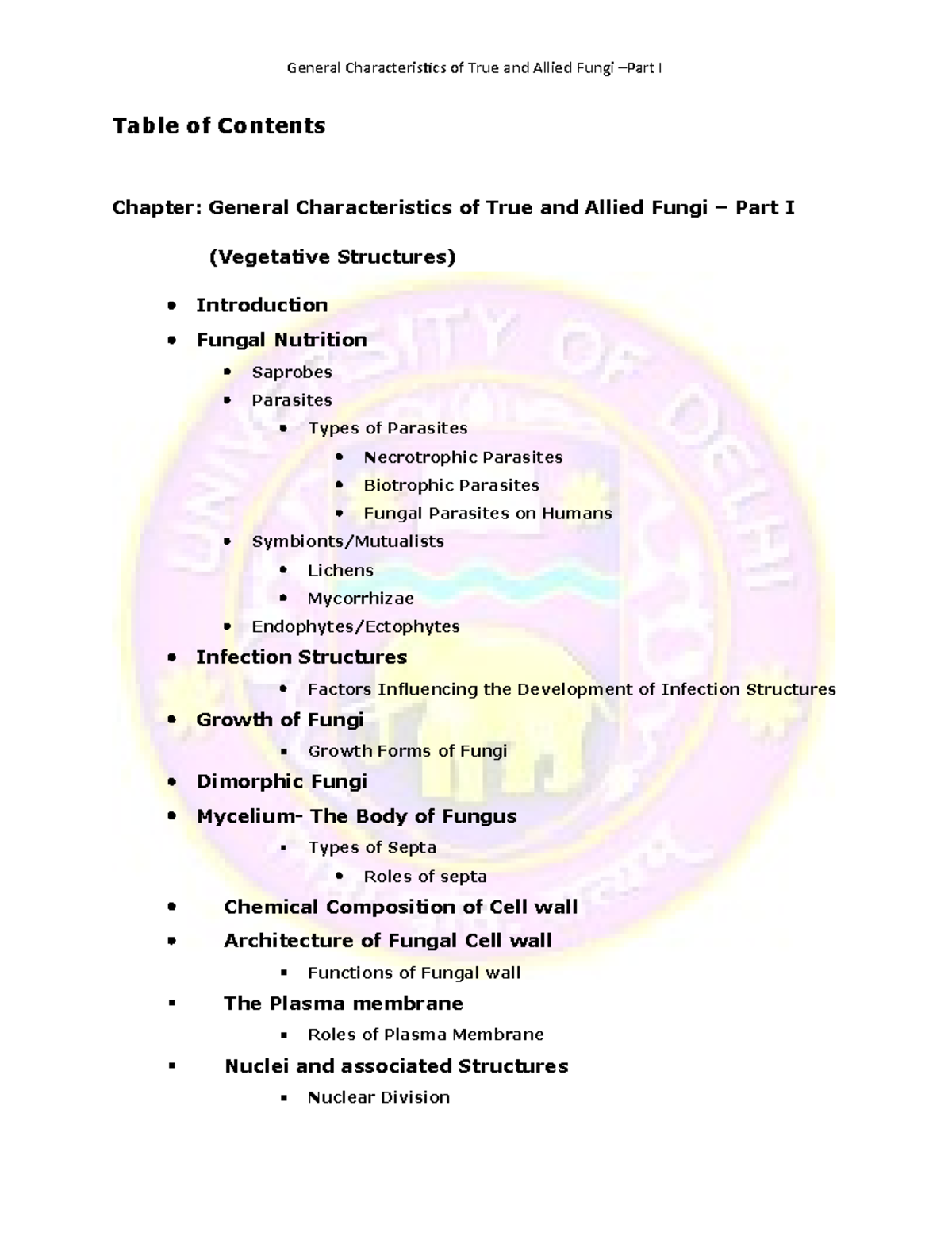 Unit -2 Characteristics of Fungi -Part I - General Characteristics of ...