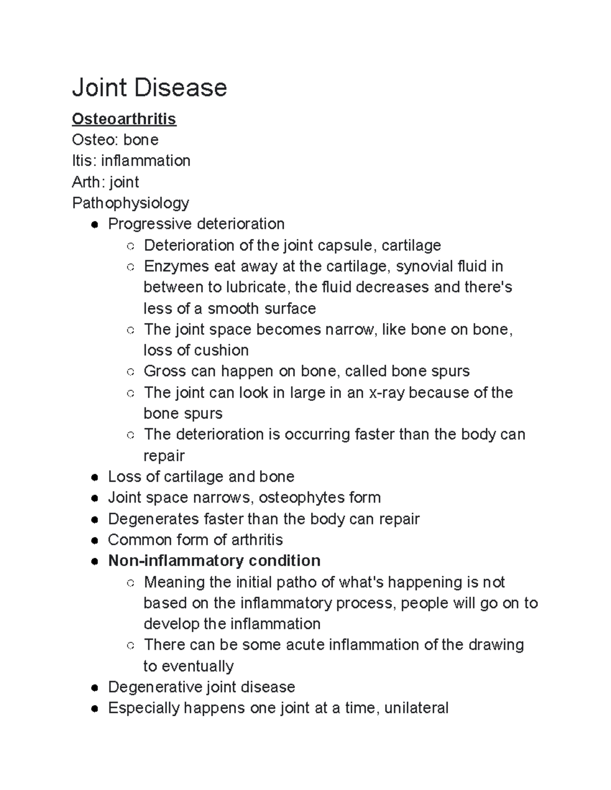 201- Exam 5 - not applicable - Joint Disease Osteoarthritis Osteo: bone ...