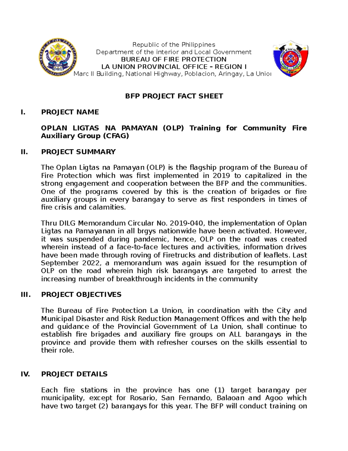 OLP-PLAN - gfgert - Republic of the Philippines Department of the ...