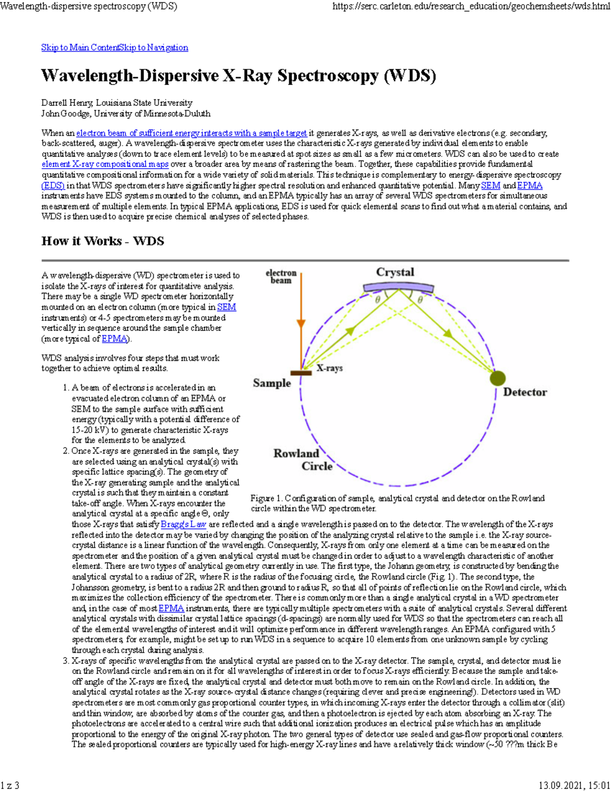 Wavelength-dispersive spectroscopy (WDS) - Figure 1. Configuration of ...