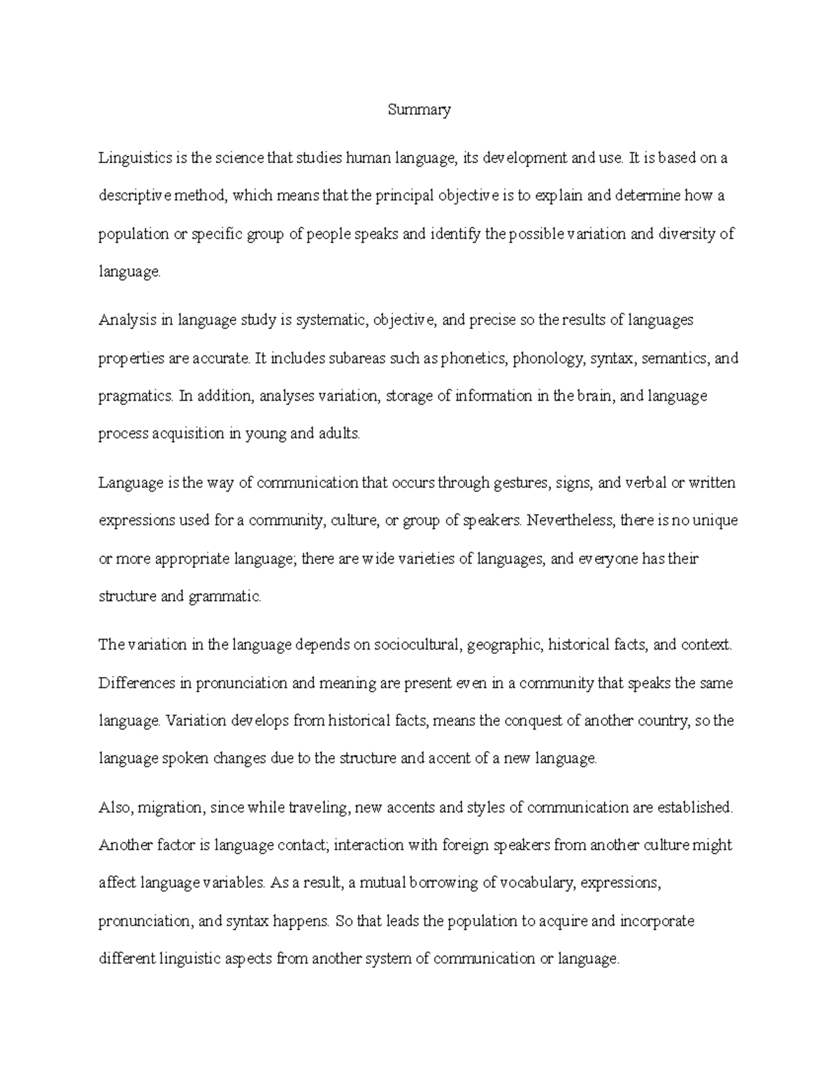 Summary - language definition, second language acquisition and ...