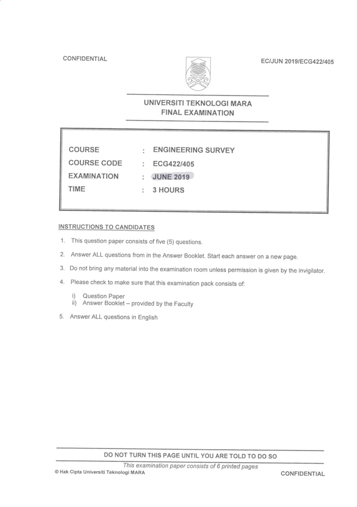 Faculty Civil Engineering 2019 Session 2 Degree ECG422 405PDF 230203 ...