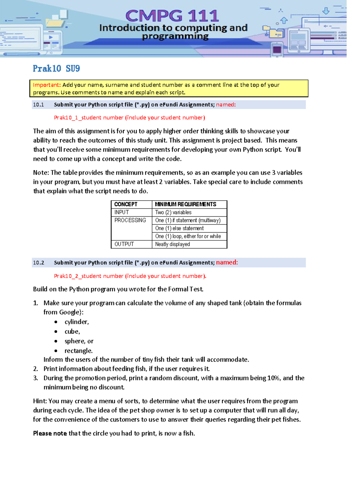 Prak10 SU9 Instructions - Prak 10 SU 9 Important: Add your name, surname and student number as a ...