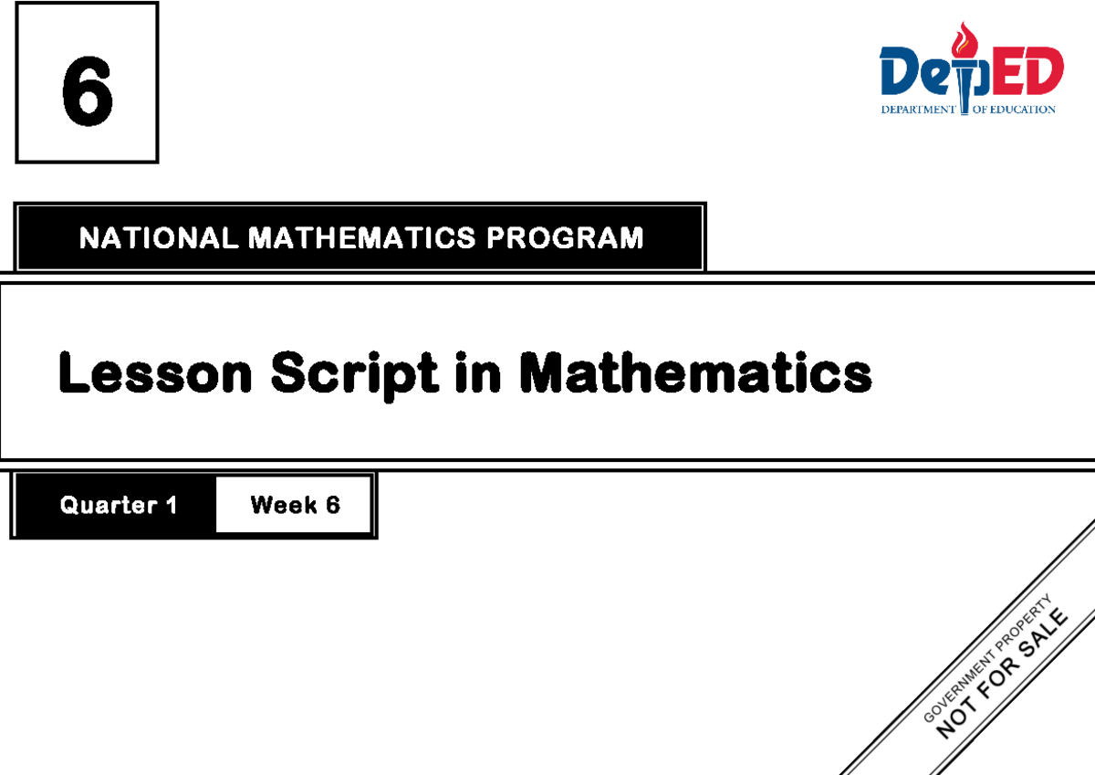 2024 LS G6 NMP Q1 W6 D4 - assessment - 6 Quarter 1 Week 6 NATIONAL MATHEMATICS PROGRAM Lesson ...