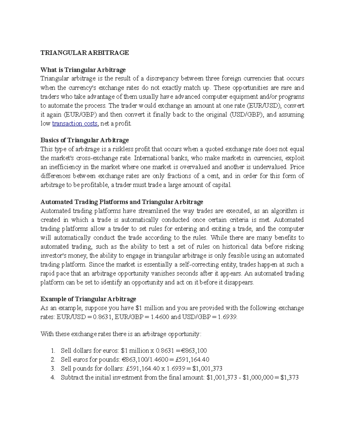 Triangular Arbitrage - Correlation between 3 currency pairs ...
