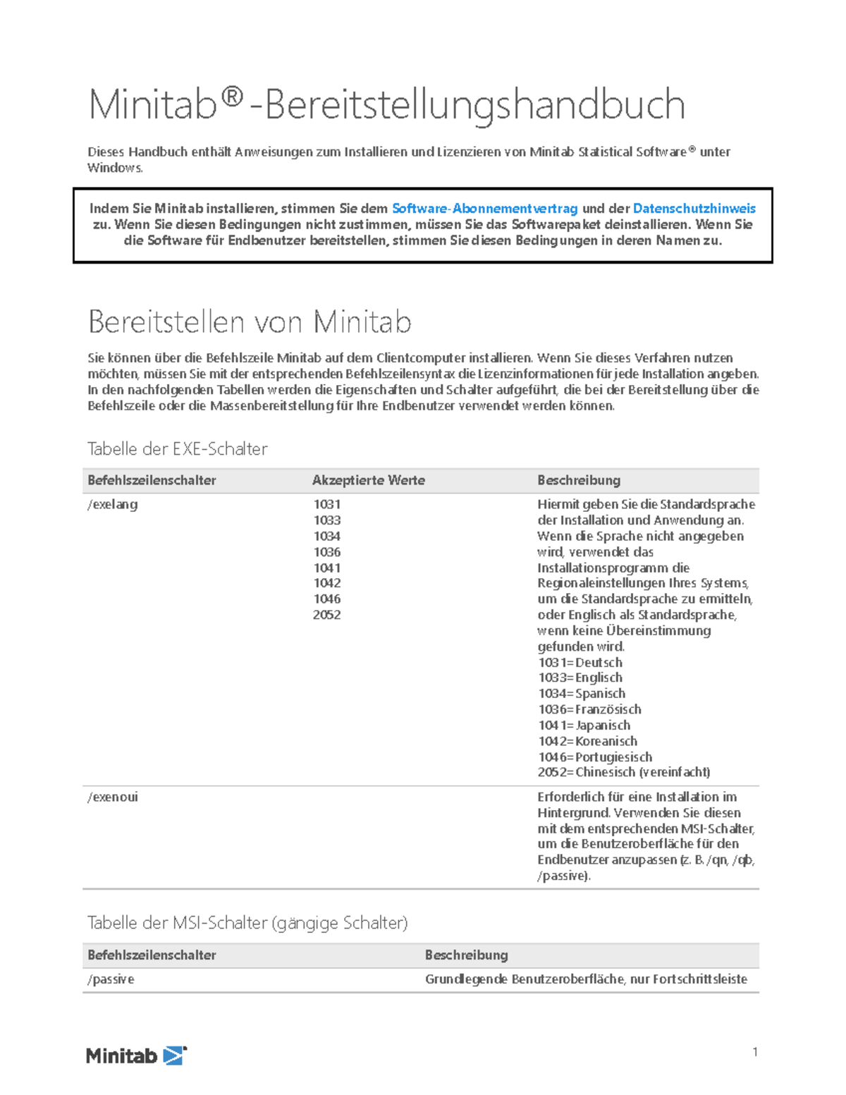 Minitab Deployment Guide de - Minitab ® -Bereitstellungshandbuch Dieses Handbuch enthält ...