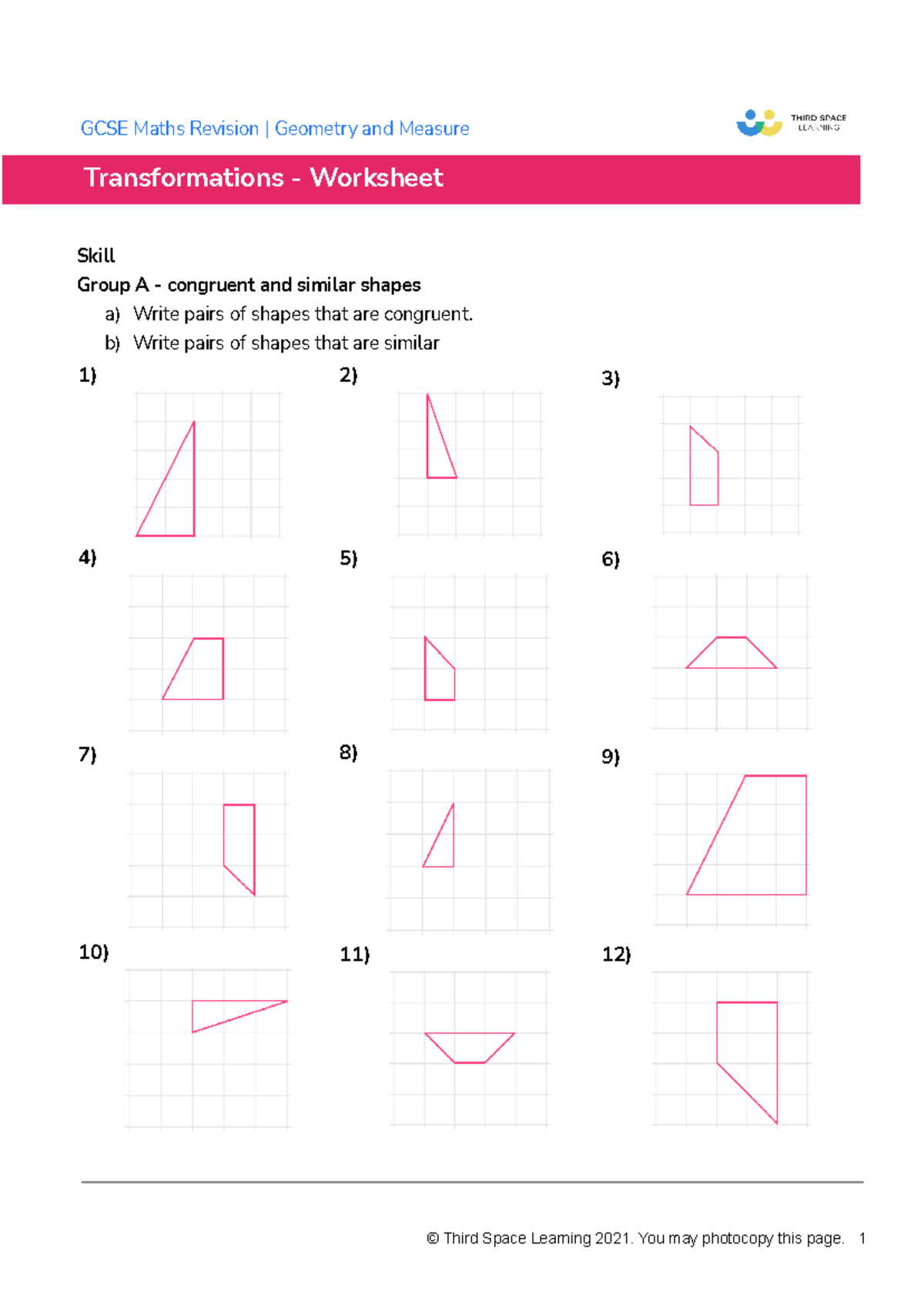 Third Space Learning Transformations GCSE Worksheet - GCSE Maths ...