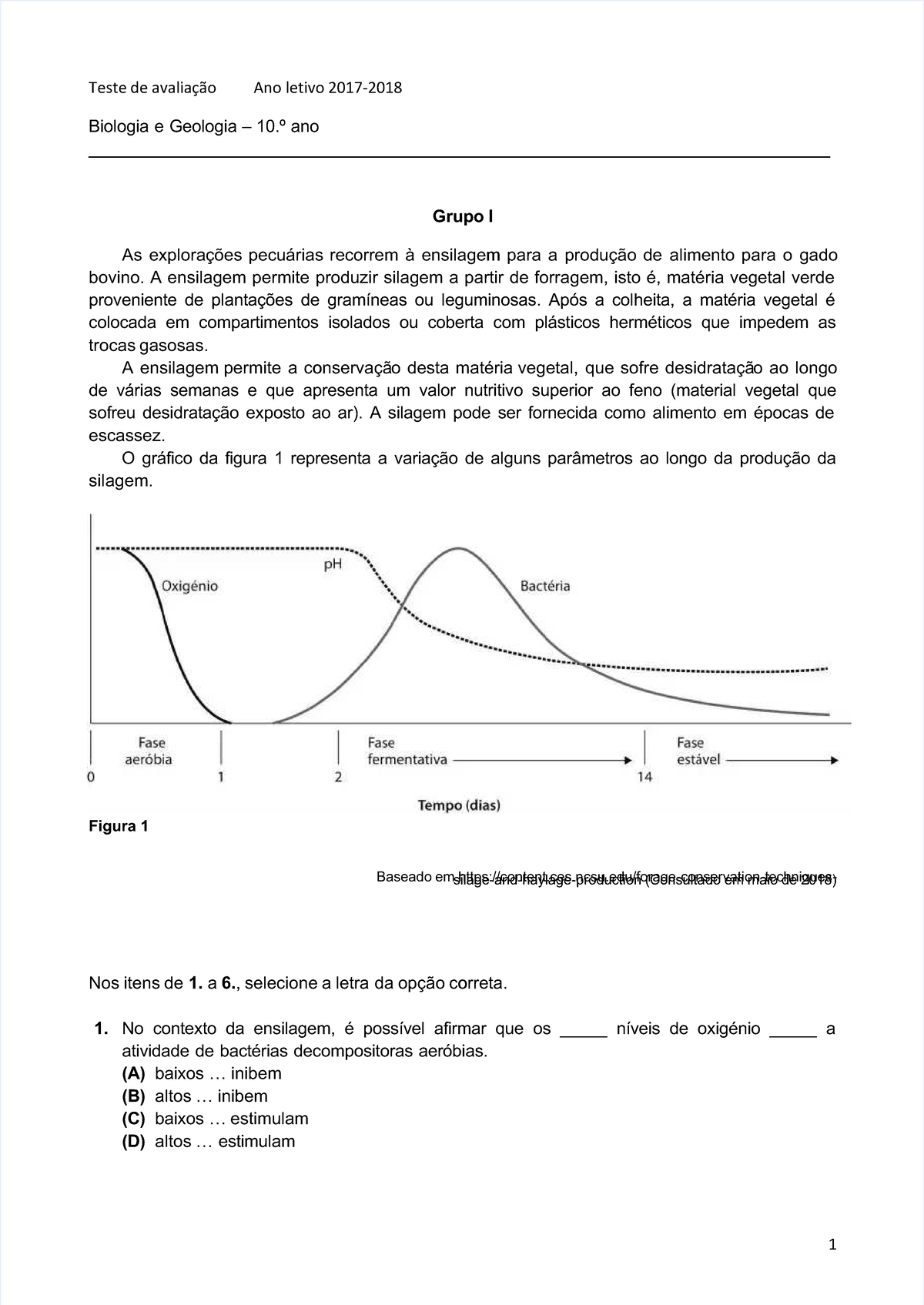 Dlscrib - Teste avaliação Biologia Geologia - TesteTeste dede ...