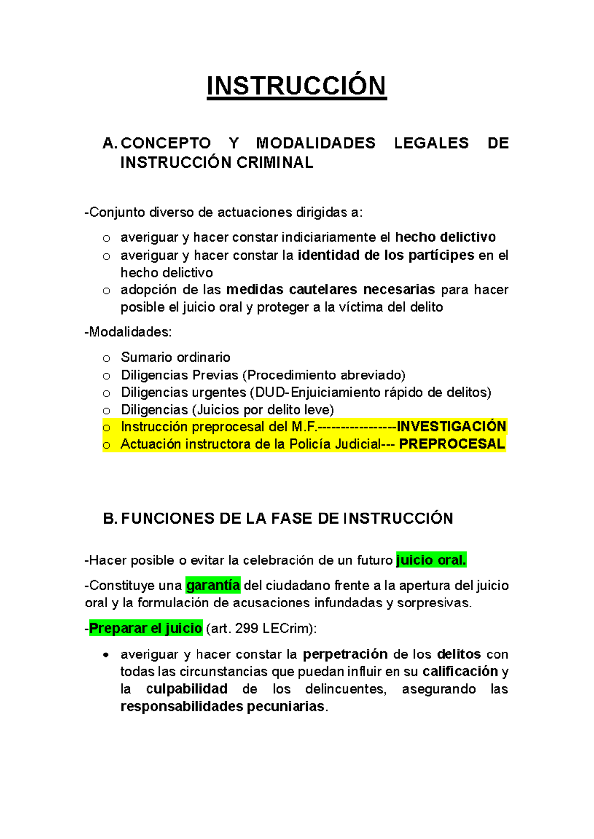 Aspectos Generales Relativos A LA Iniciación DEL Proceso - INSTRUCCIÓN ...