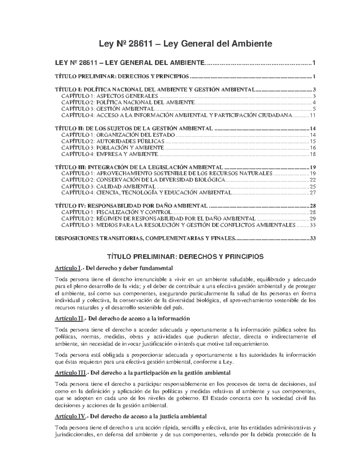 presentacion de la ley general del medio ambiente - Ley Nº 28611 – Ley ...