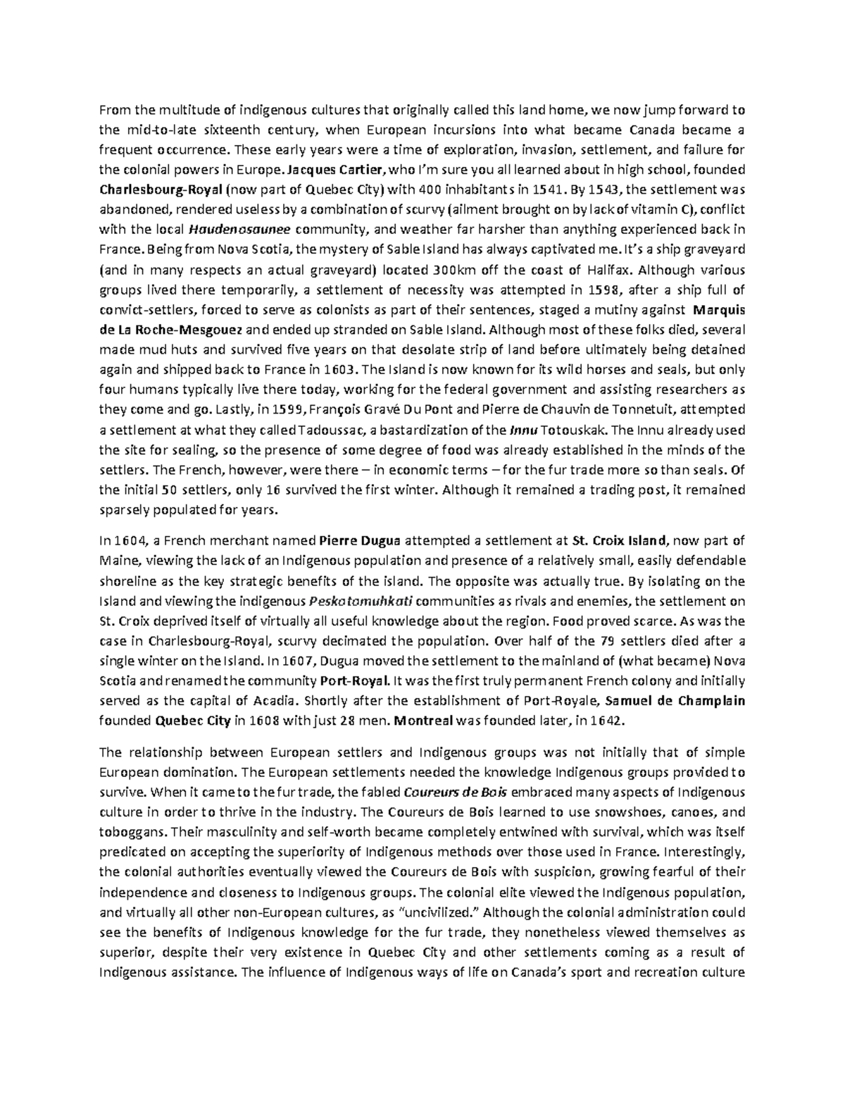 Early European Canada - sport history mac ross - From the multitude of ...