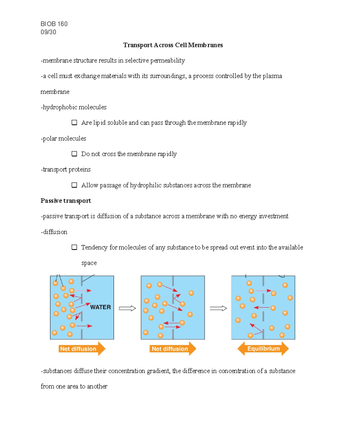 Lecture 17 - Dlakic, 1st half of the semester. - 09/ Transport Across ...