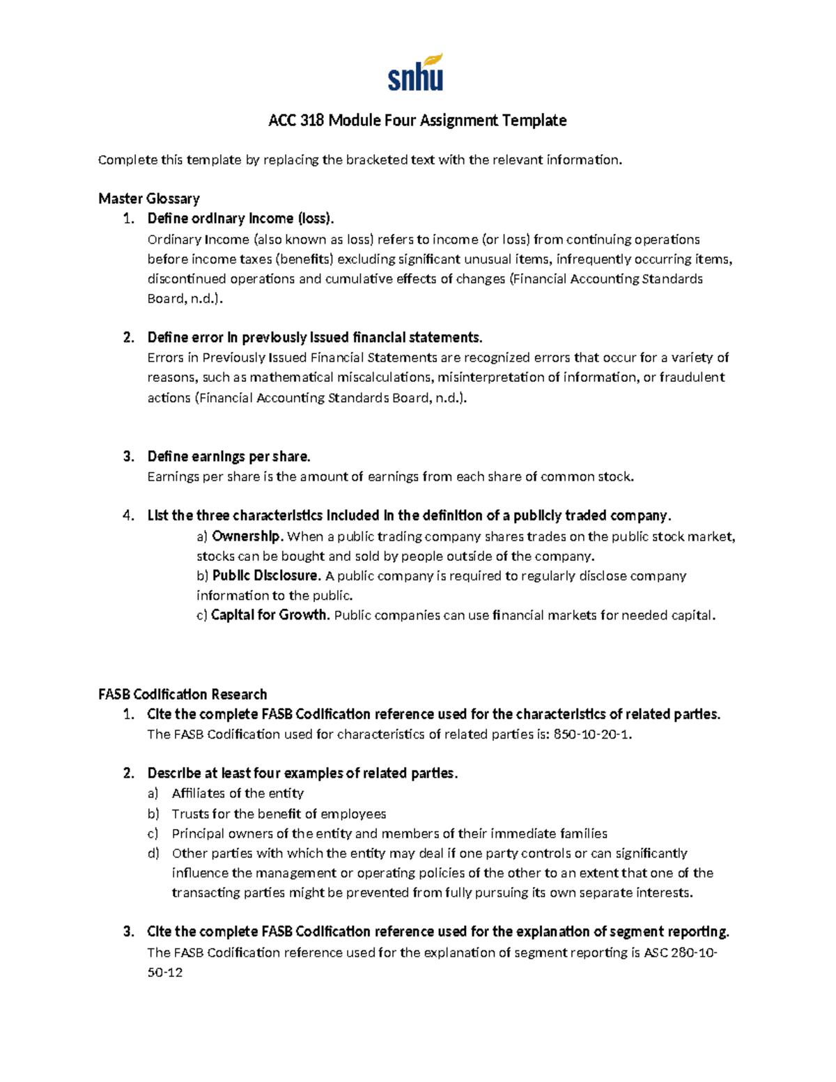 ACC 318 Module Four Assignment - Master Glossary 1. Define ordinary ...