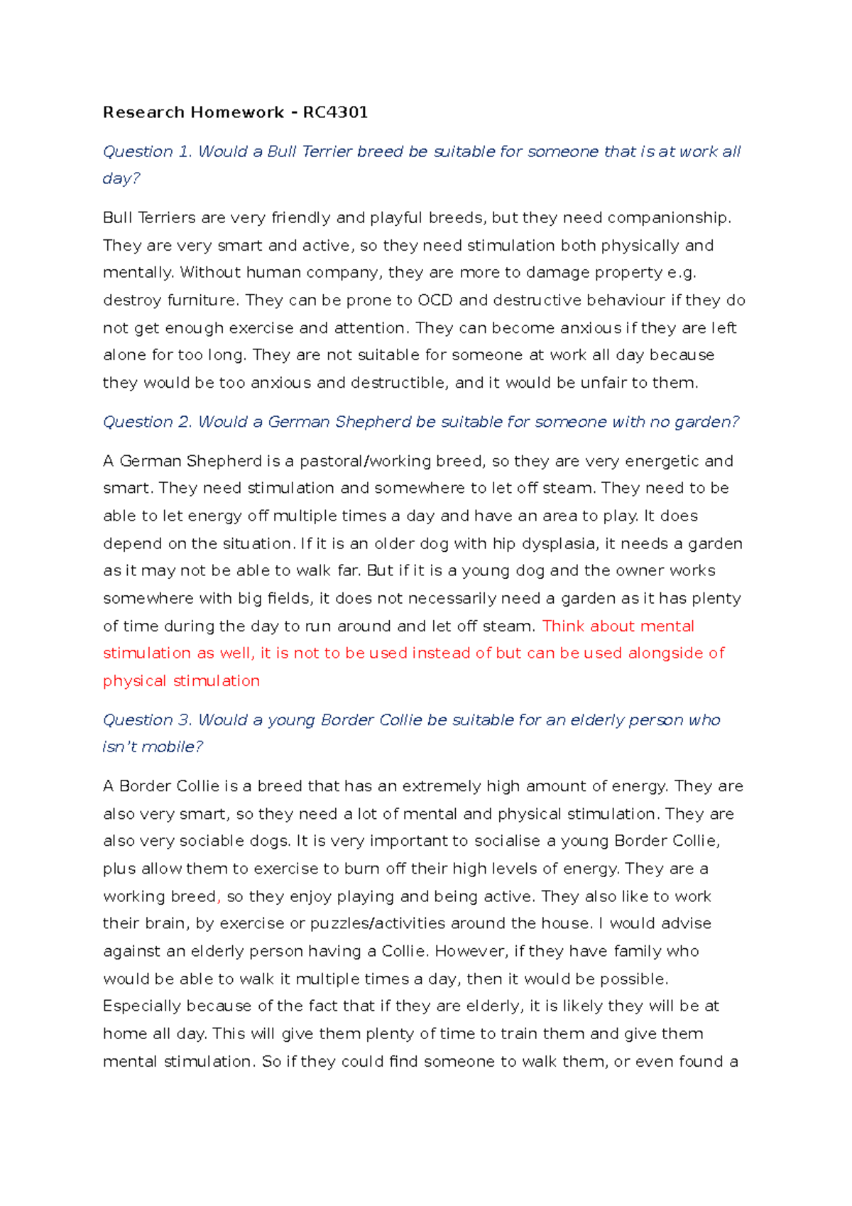 Research Homework Lauren D Canine yr1 - Research Homework - RC Question ...