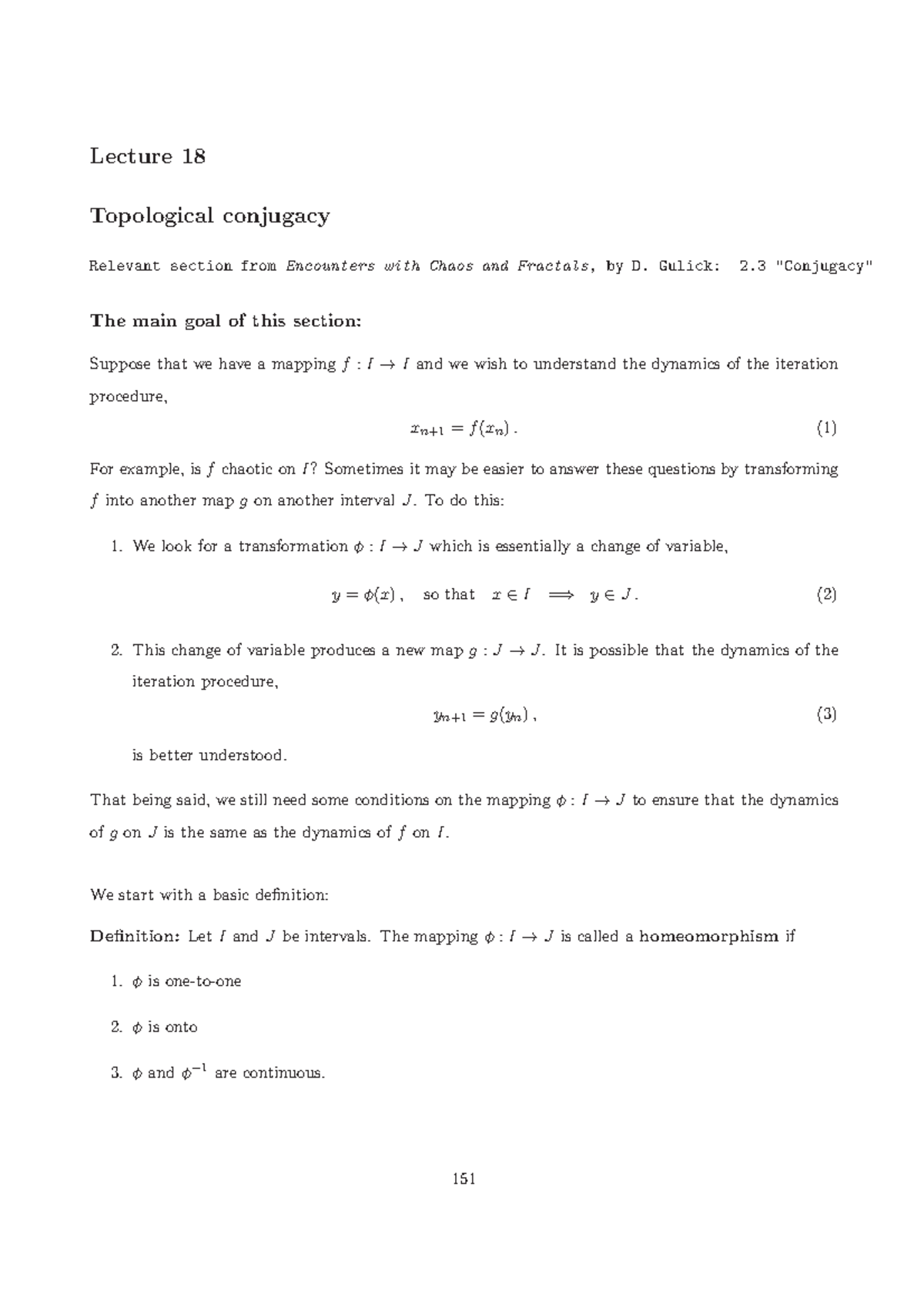 Week7 Lecture 18 Topological Conjugacy Relevant Section From Encounters With Chaos And