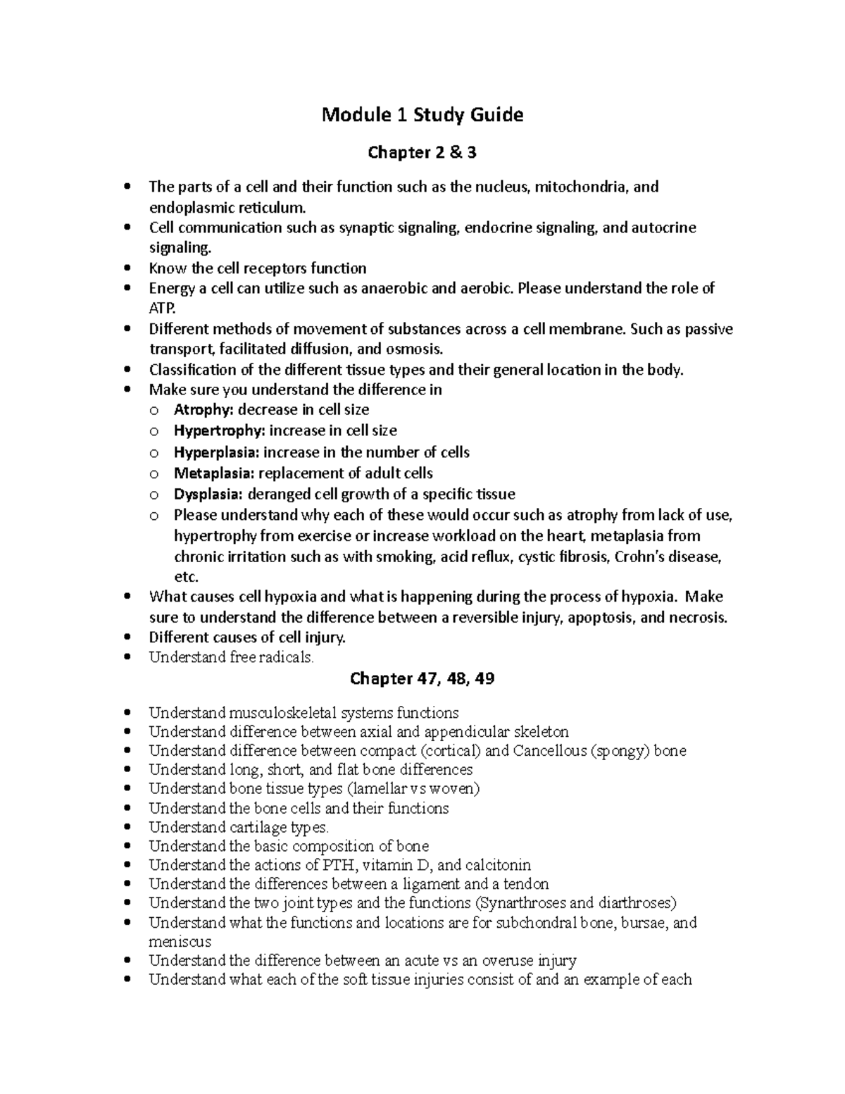 Module 1 Study Guide - Module 1 Study Guide Chapter 2 & 3 The parts of ...