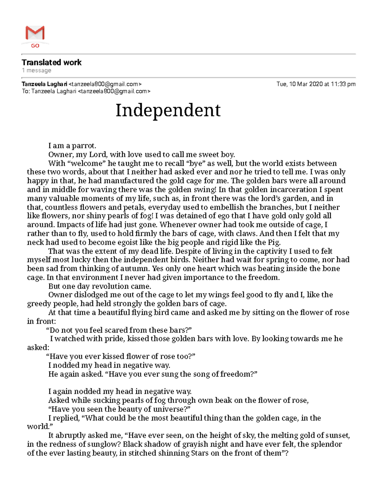 - Translated work - It is the writing skills assignment. - Translated ...