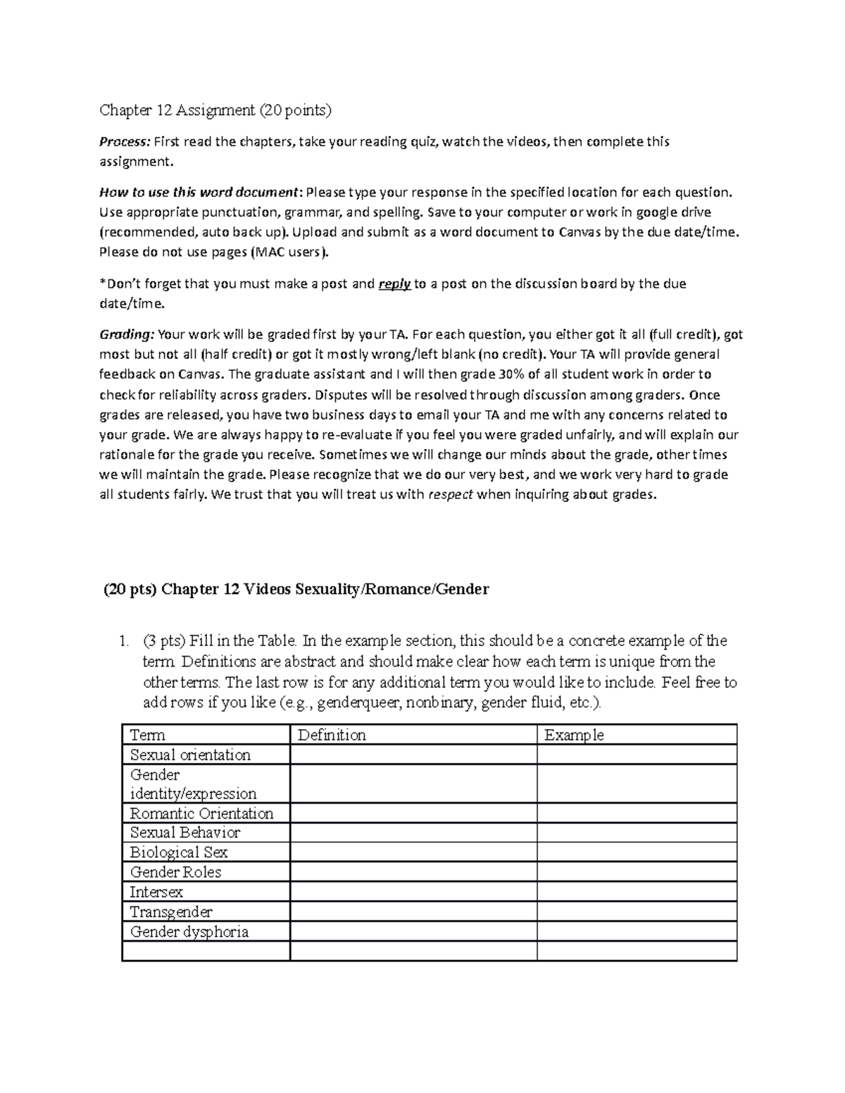 Chapter 12 assignment - CHAP 12 - Chapter 12 Assignment (20 points ...