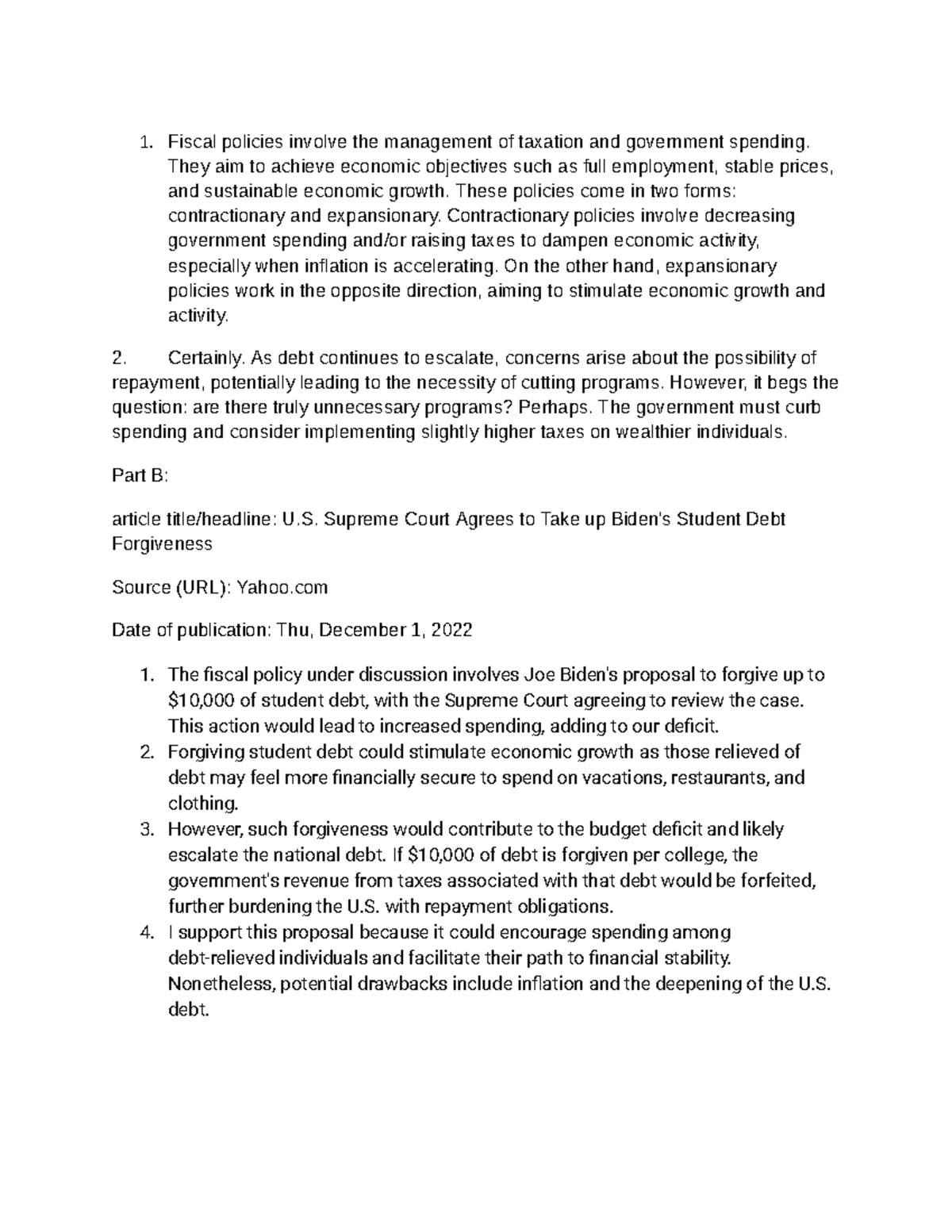 03.03 Fiscal Policy- Google Docs - Fiscal policies involve the ...