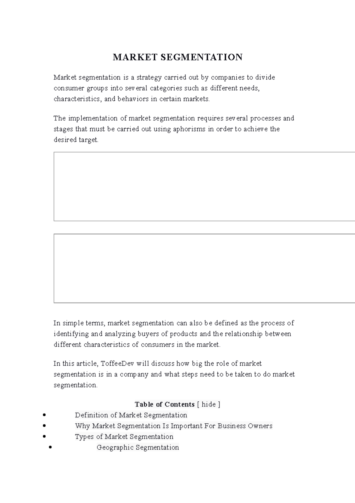 3. Market Segmentation - MARKET SEGMENTATION Market segmentation is a ...