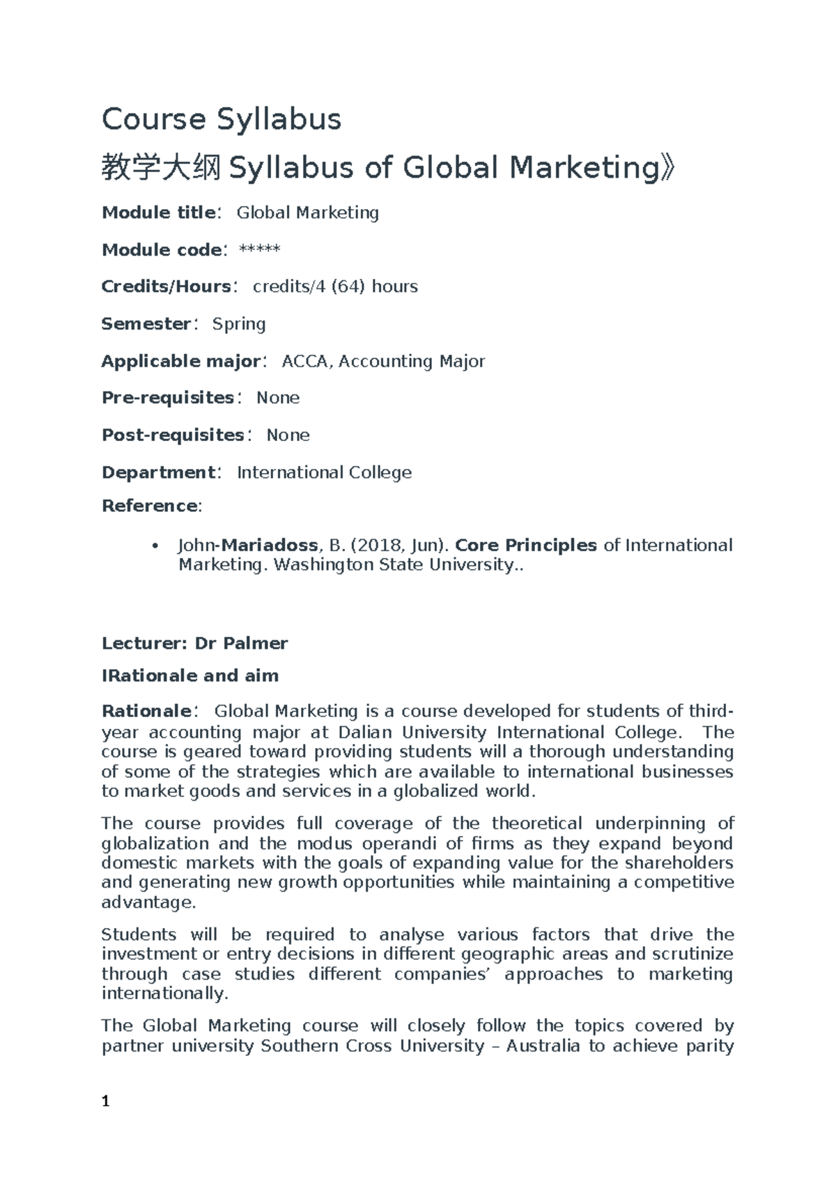 Course Syllabus - good resource - Course Syllabus 教学大纲 Syllabus of ...