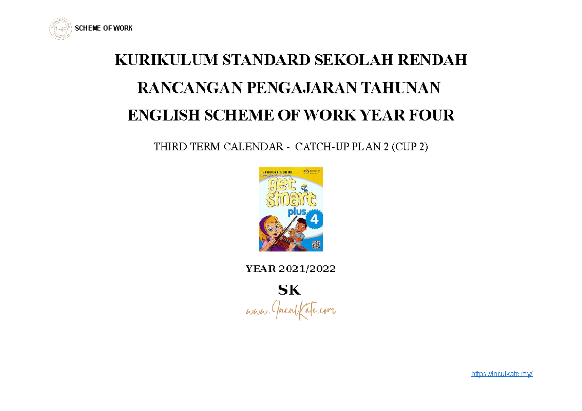CUP SOW ENG D4 Catch Up Plan KURIKULUM STANDARD SEKOLAH RENDAH