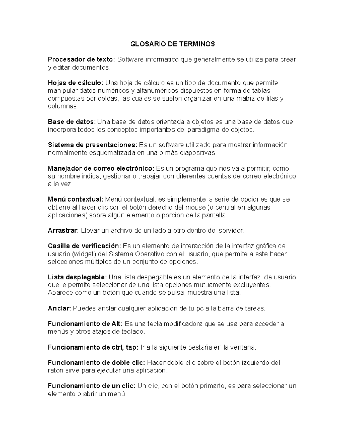 Glosario DE Terminos - material de apoyo - GLOSARIO DE TERMINOS ...