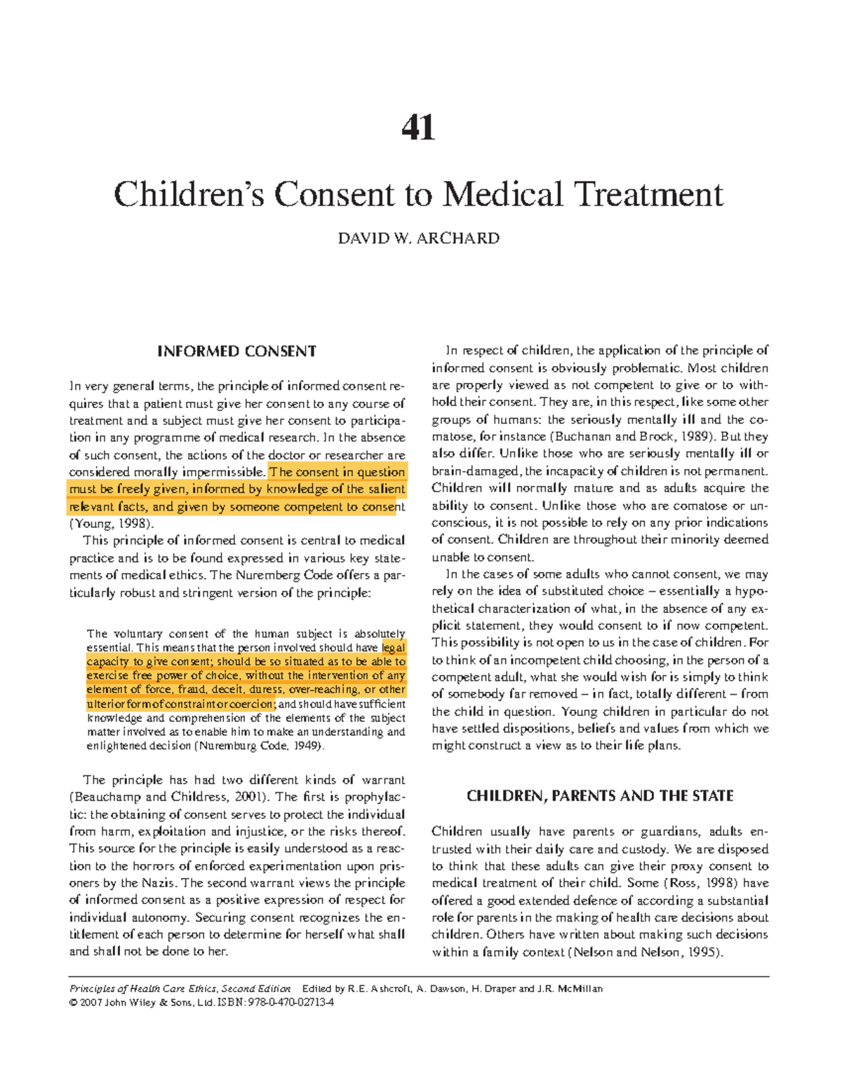 Childrens consent to medical treatment - 41 Children’s Consent to ...