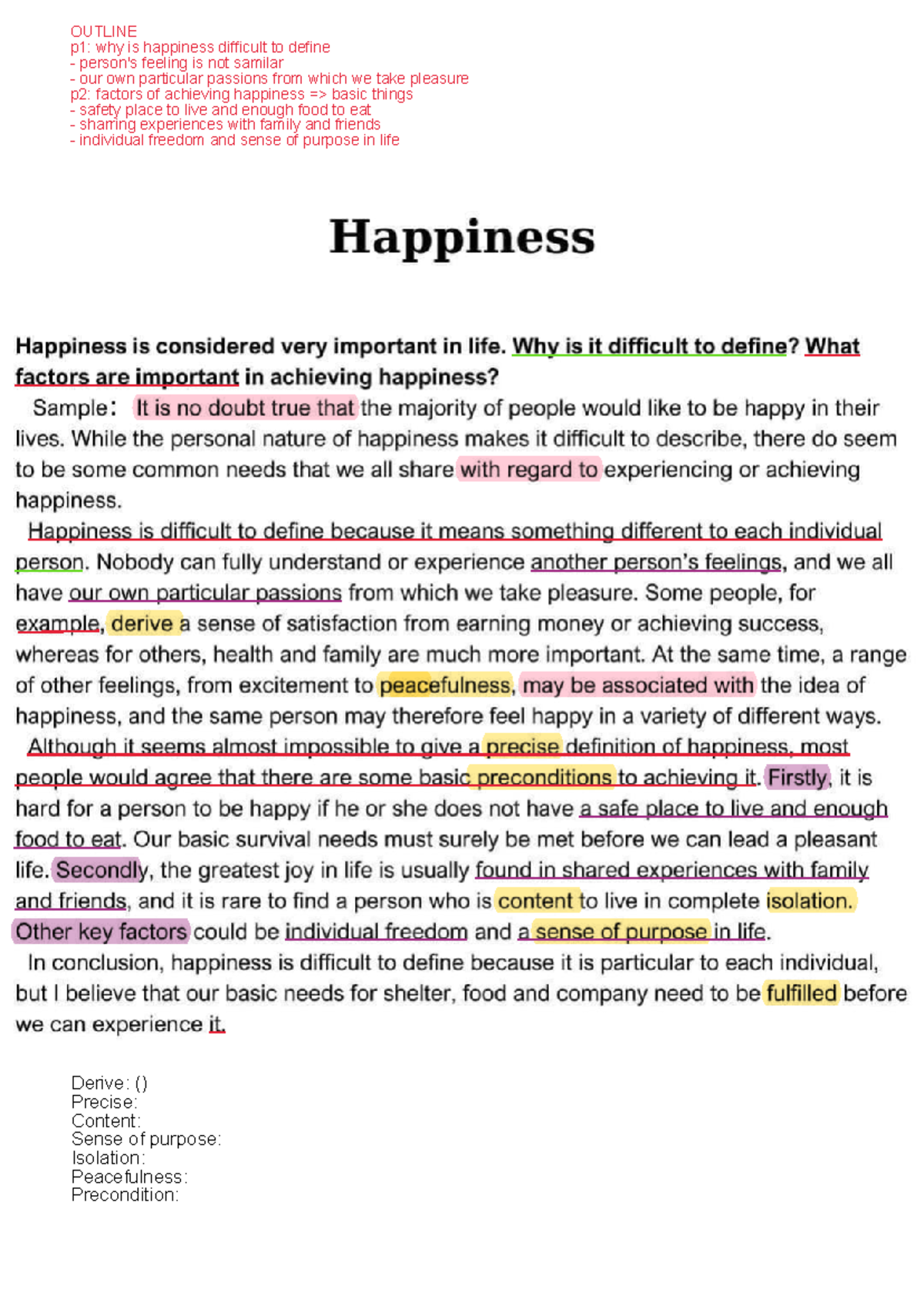 Sample writing Simon 1 - Happiness Happiness is considered very ...