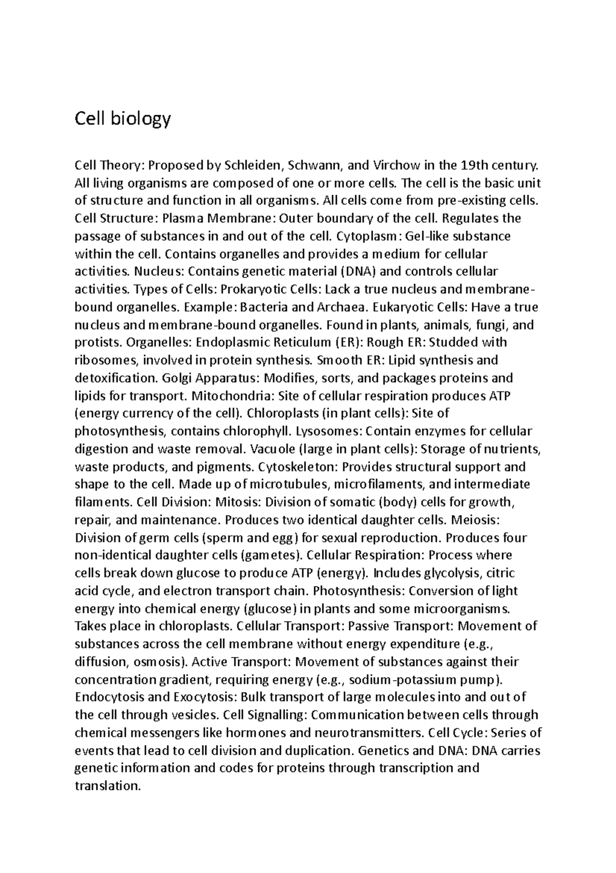 Cell biology - Cell biology Cell Theory: Proposed by Schleiden, Schwann ...