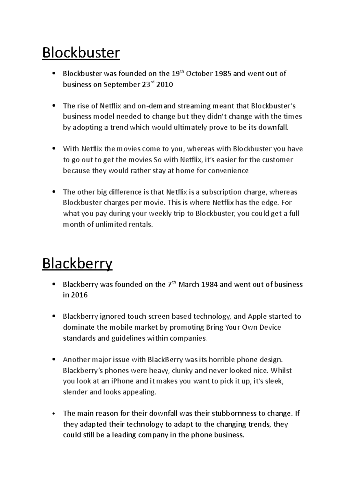 2 business failures - svvvevsvs - Blockbuster Blockbuster was founded ...