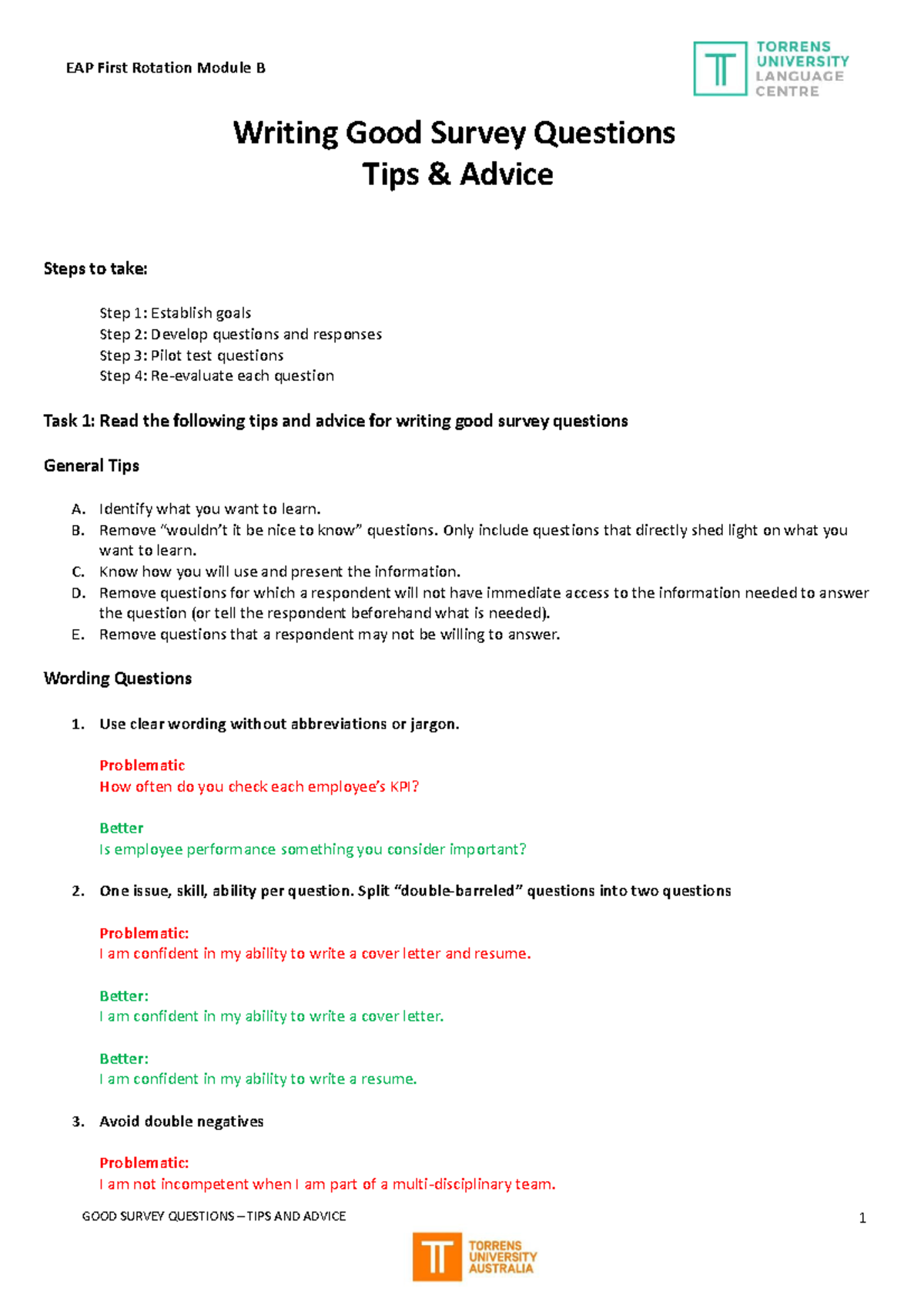 Worksheet Survey Questions - Writing Good Survey Questions Tips ...