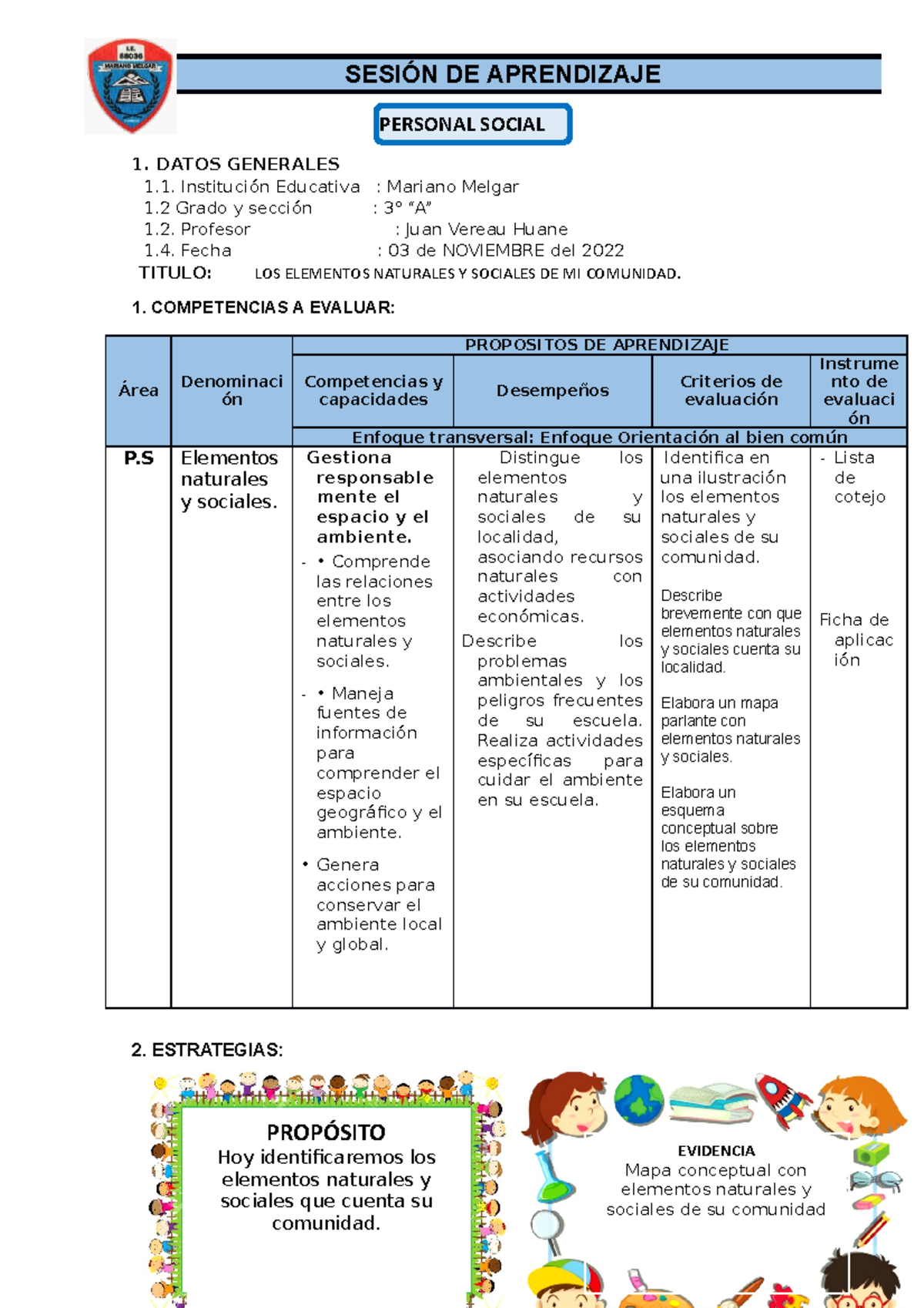 Sesion 03 DE Octubre Personal Social - SESIÓN DE APRENDIZAJE 1. DATOS ...