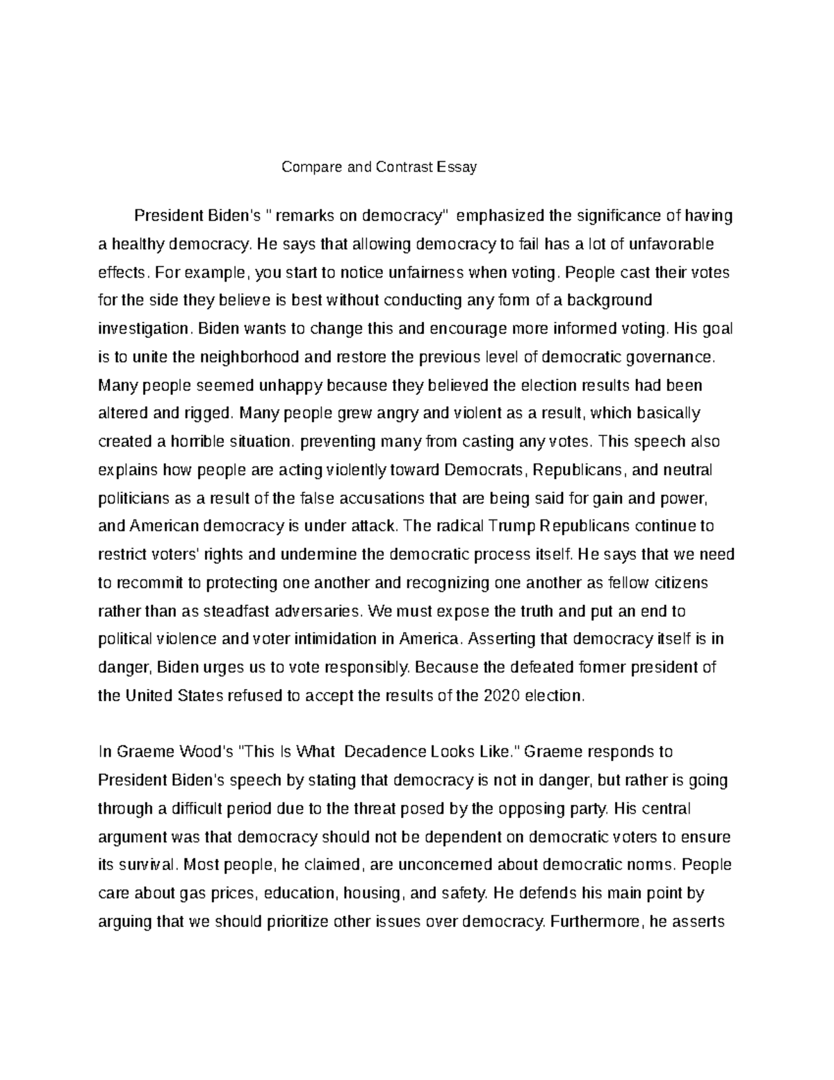 Compare and Contrast Essay - Google Docs - Compare and Contrast Essay ...
