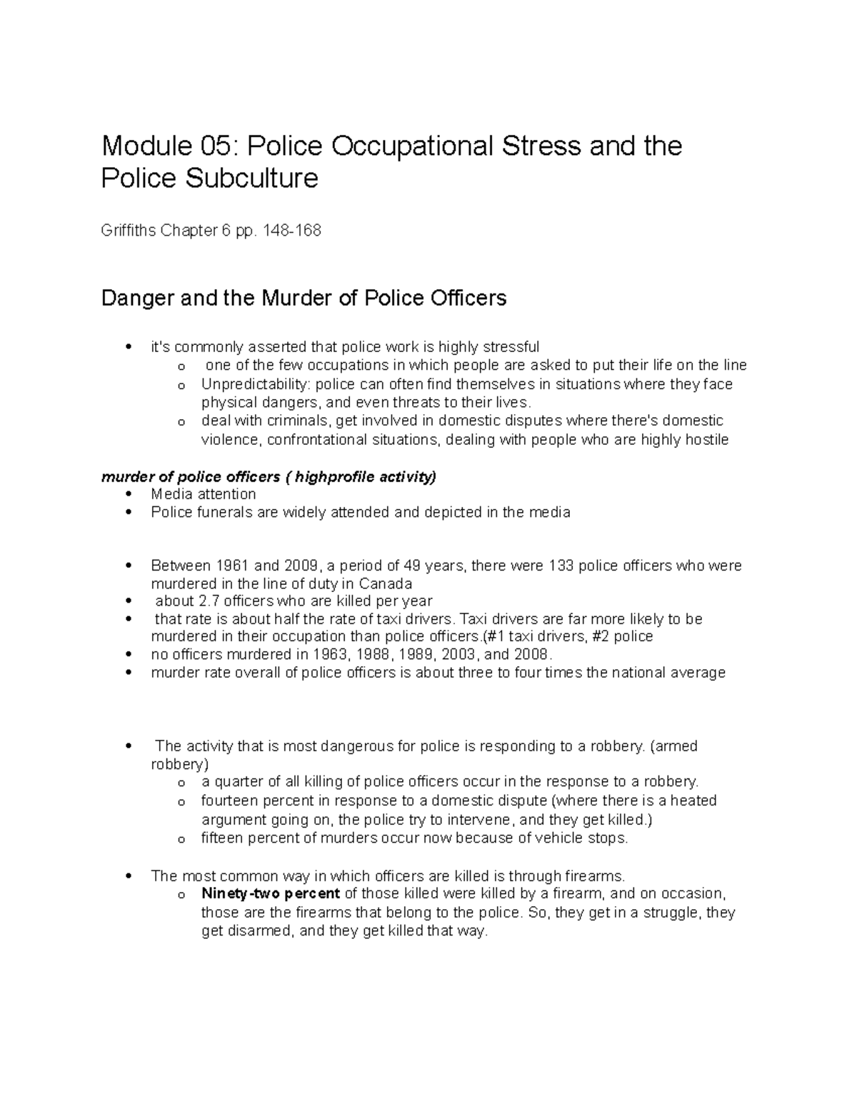 Module 05 - Police Occupational Stress and the Police Subculture ...