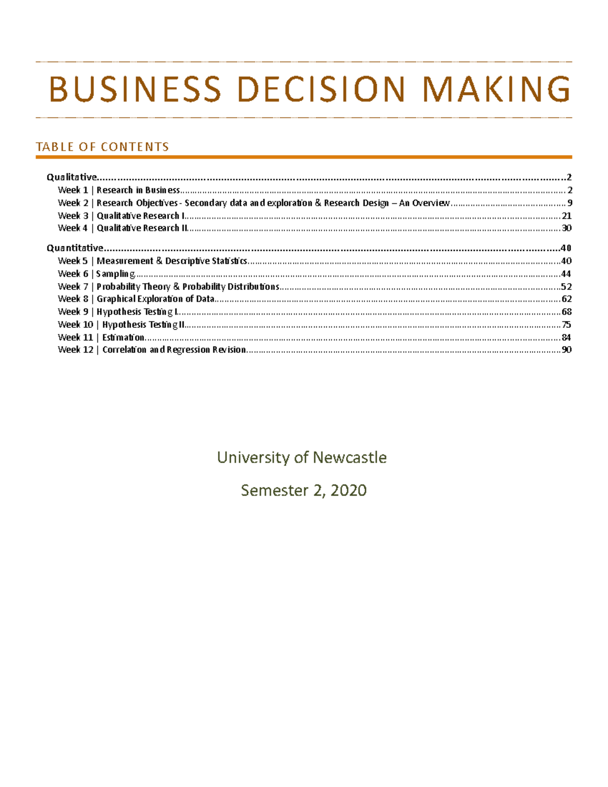 Notes - Business Decision Making - BUSINESS DECISION MAKING - Studocu