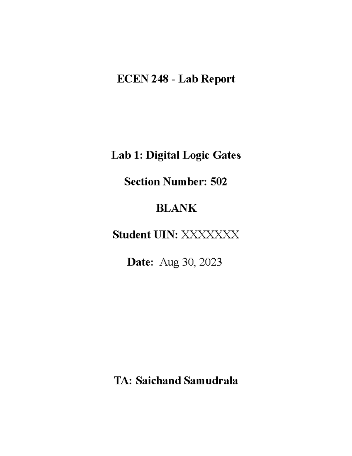 ECEN 248 - Lab Report 1 - There is not much to say the essay is clear enough - ECEN 248 - Lab ...