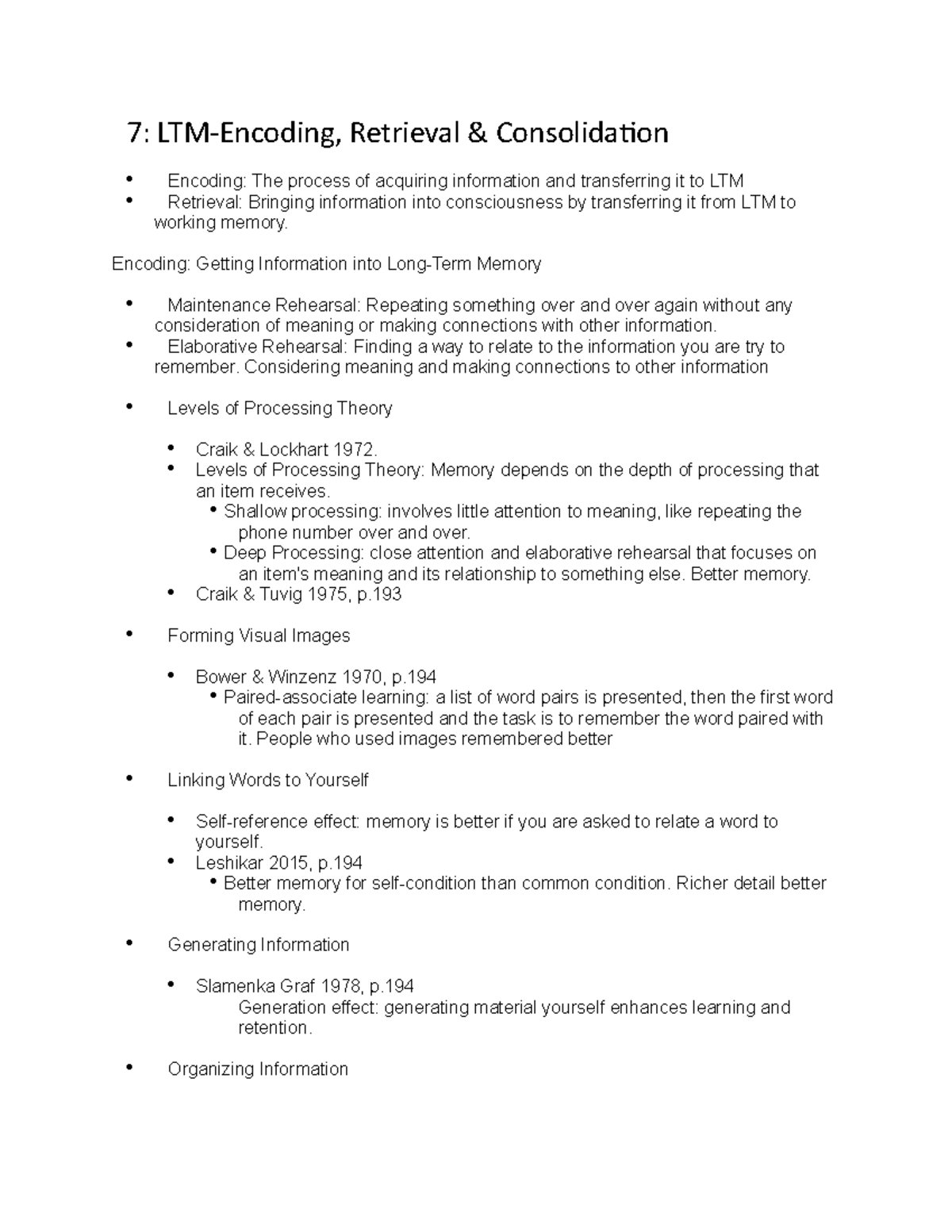 CH7 - Long-term Memory: Encoding, Retrieval & Consolidation - Book and ...