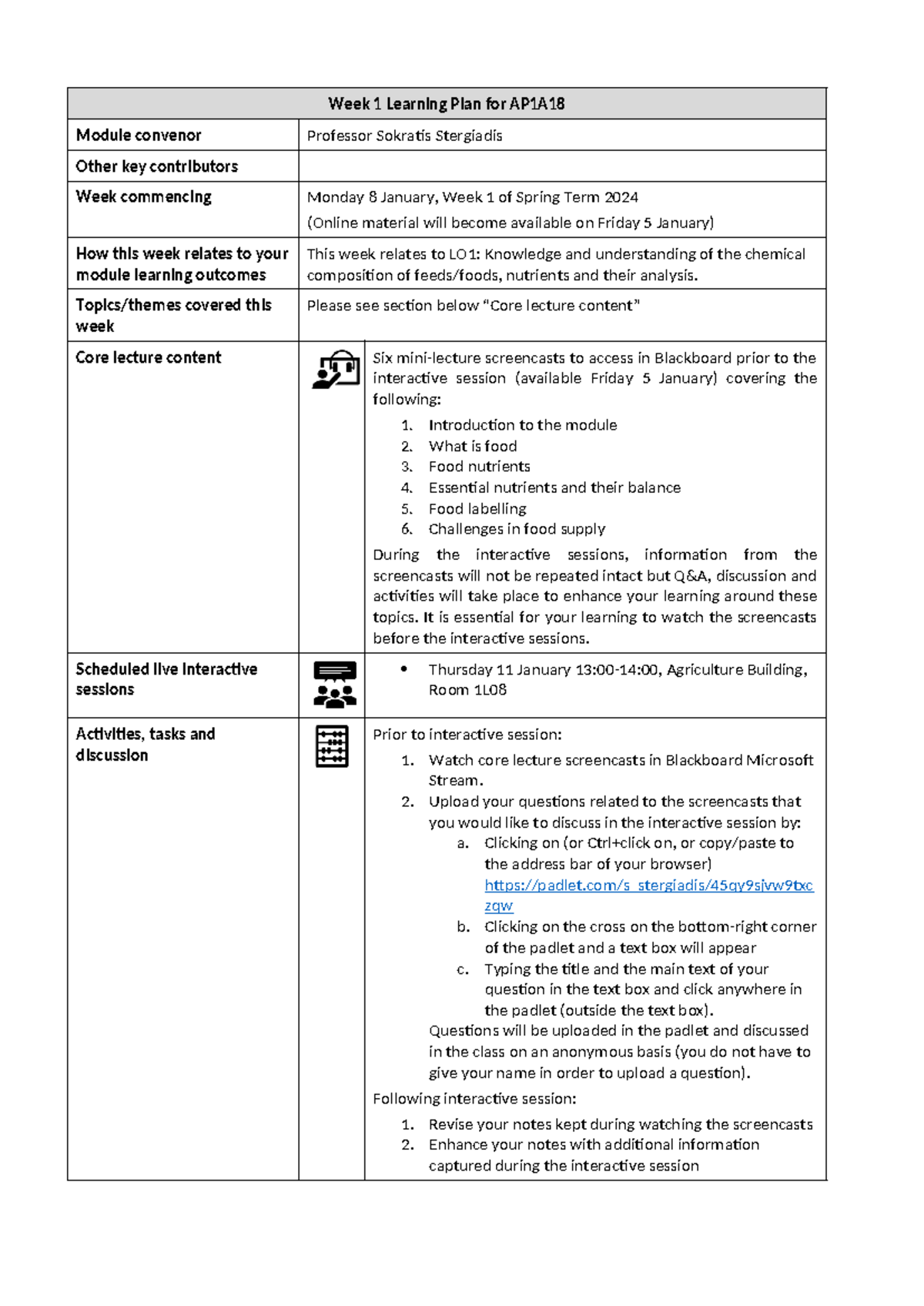 AP1A18 (2024) - Week 1 Learning Plan - Week 1 Learning Plan for AP1A ...