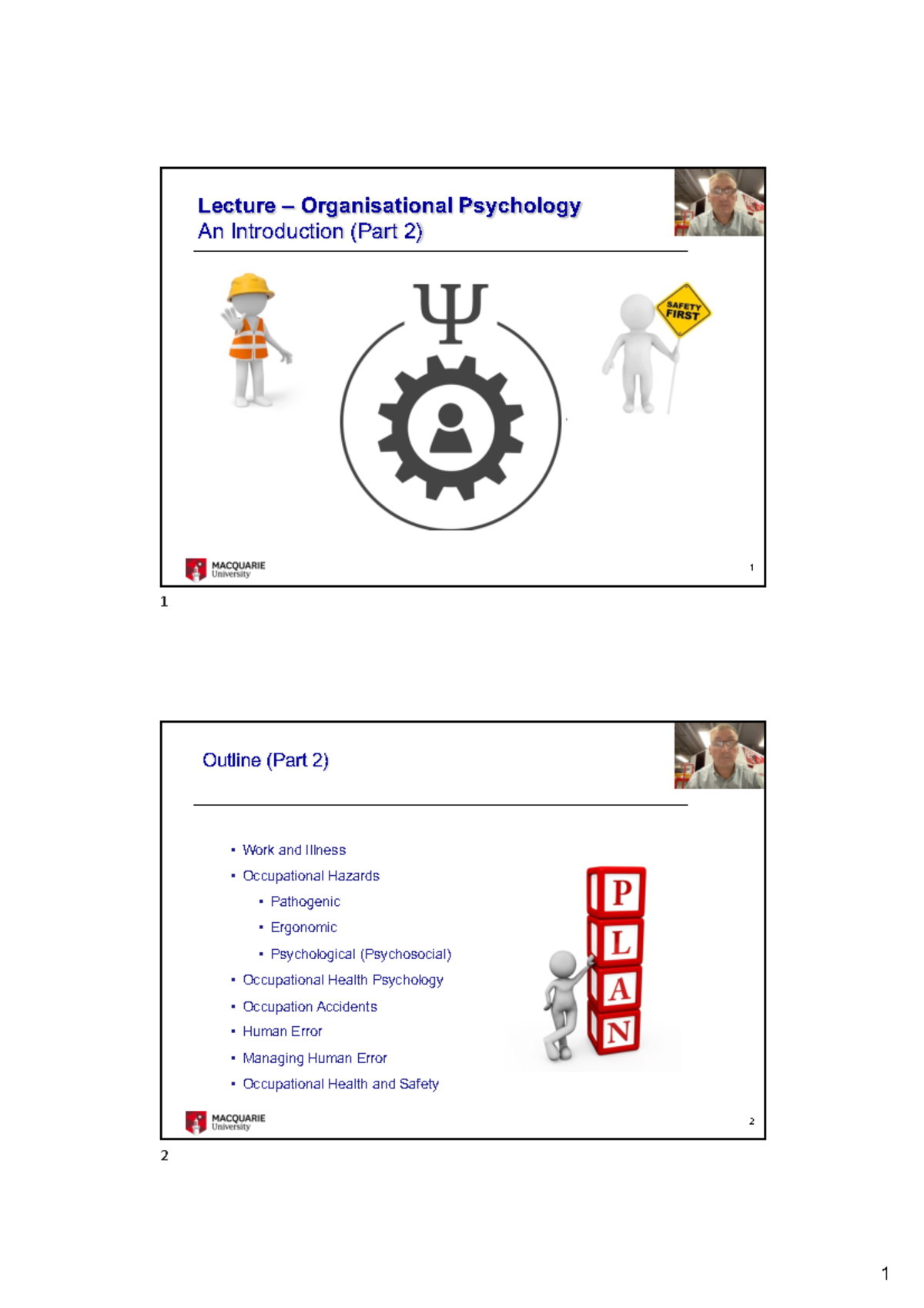 Lecture - Introduction to Organisational Psychology (Part 2) - 1 ...
